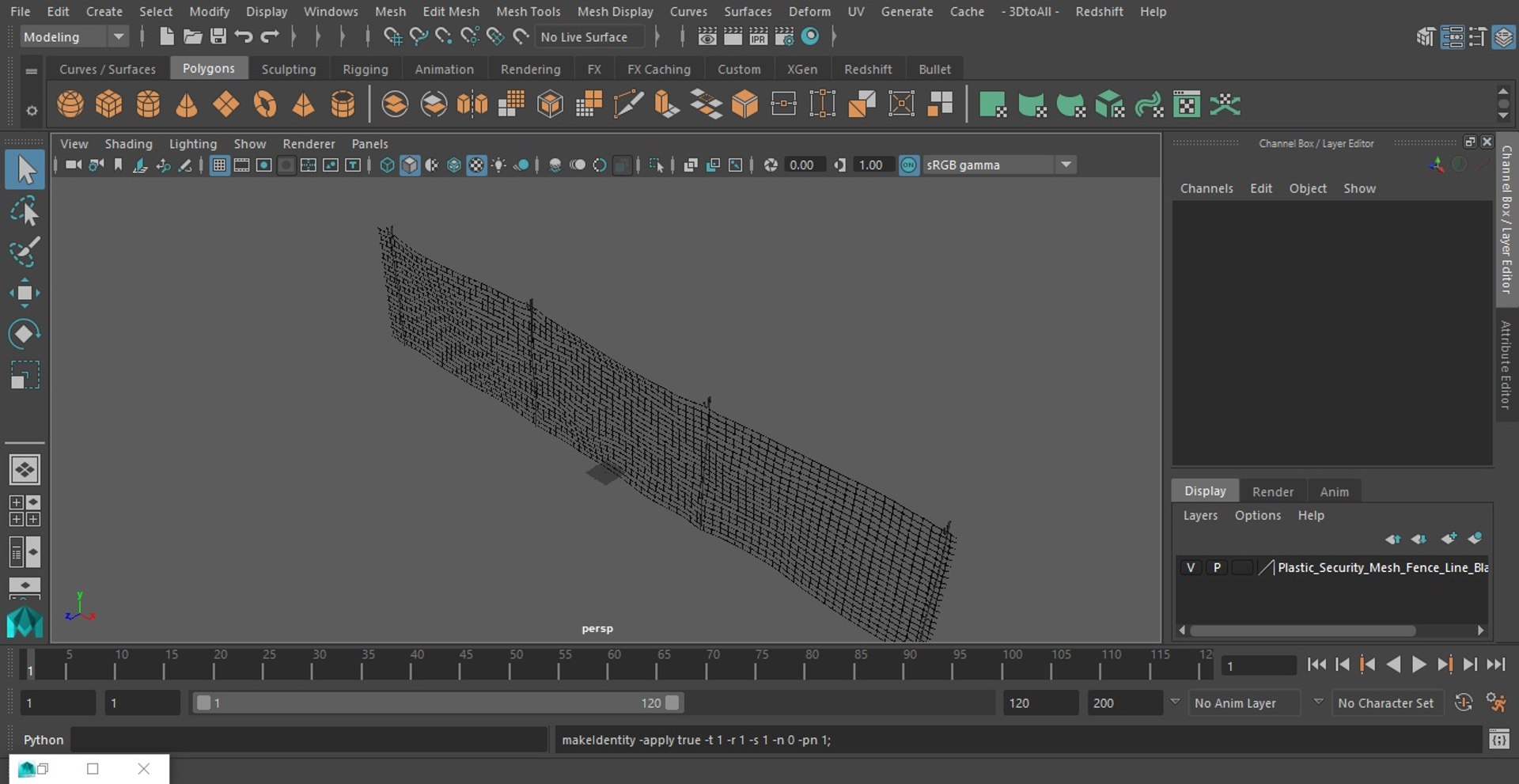 3D Plastic Security Mesh Fence Line Black model - TurboSquid 2045891