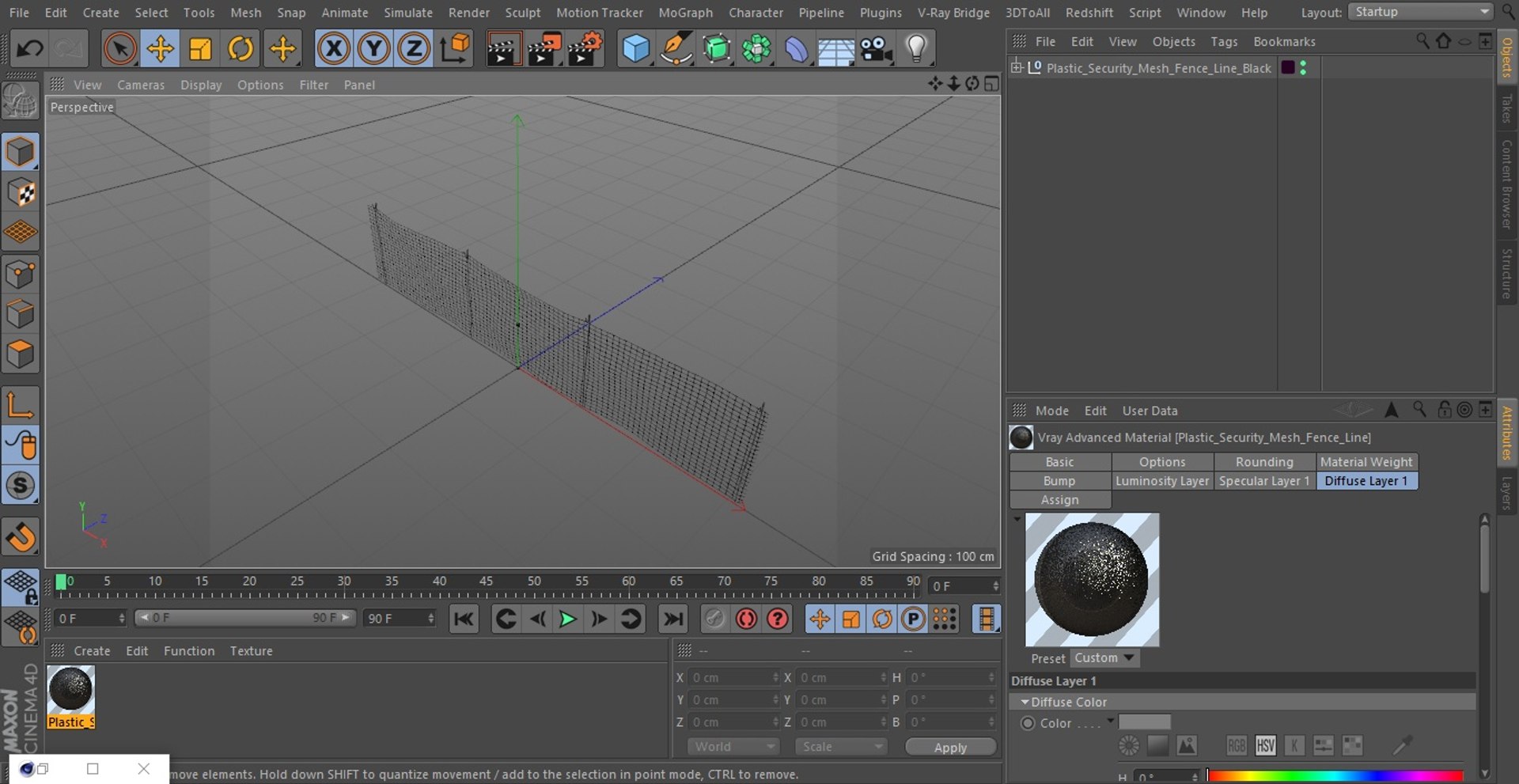 3D Plastic Security Mesh Fence Line Black model - TurboSquid 2045891