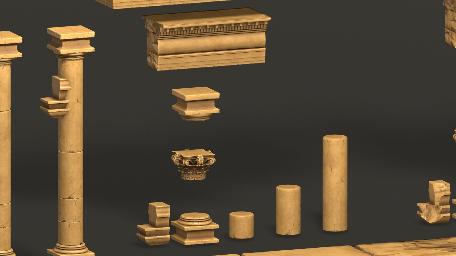 Free Stylized Ruins - Modular Assets Model - TurboSquid 2288414