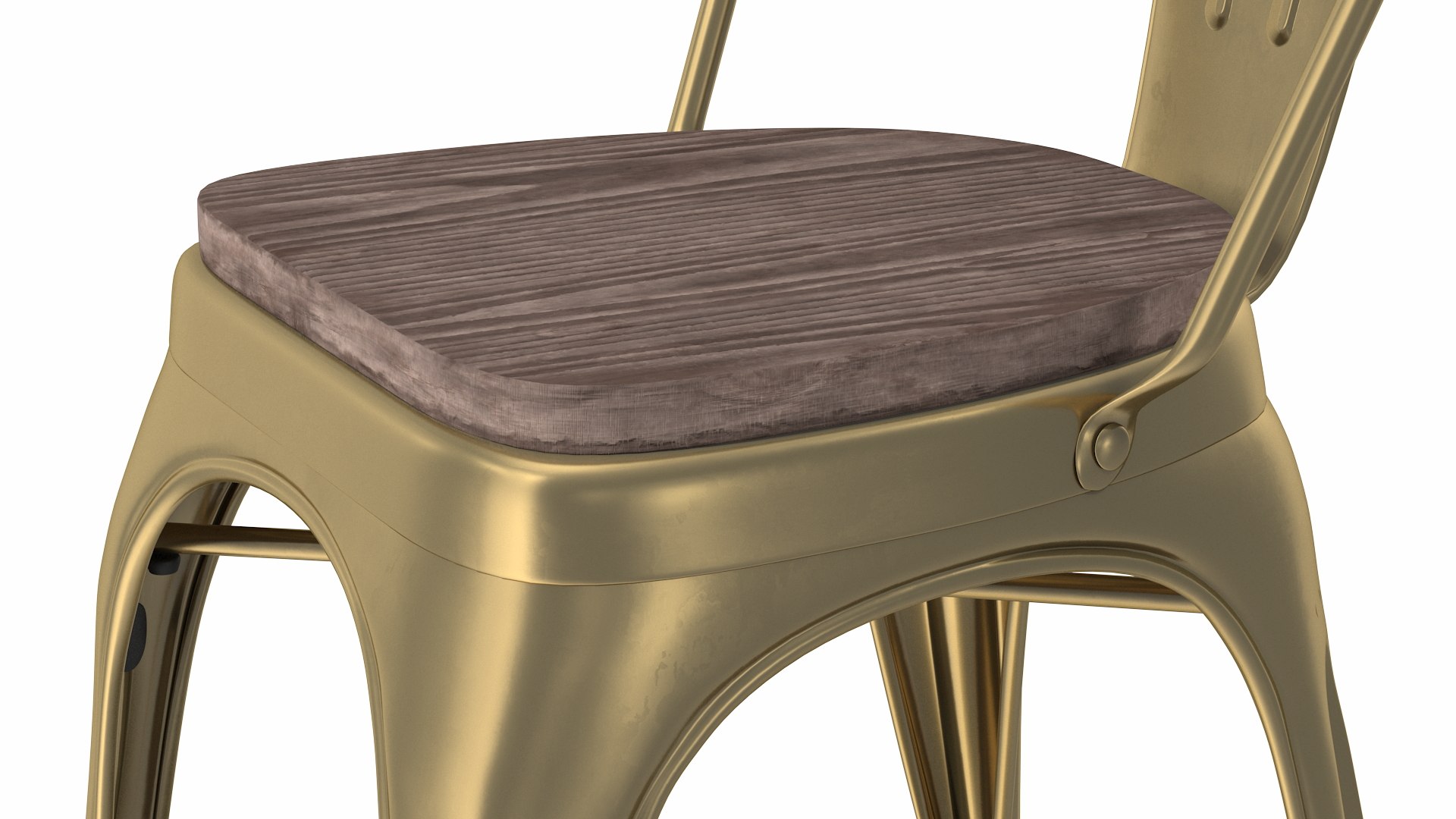 Bronze Stackable Chair Wooden Seat 3D model - TurboSquid 2041567
