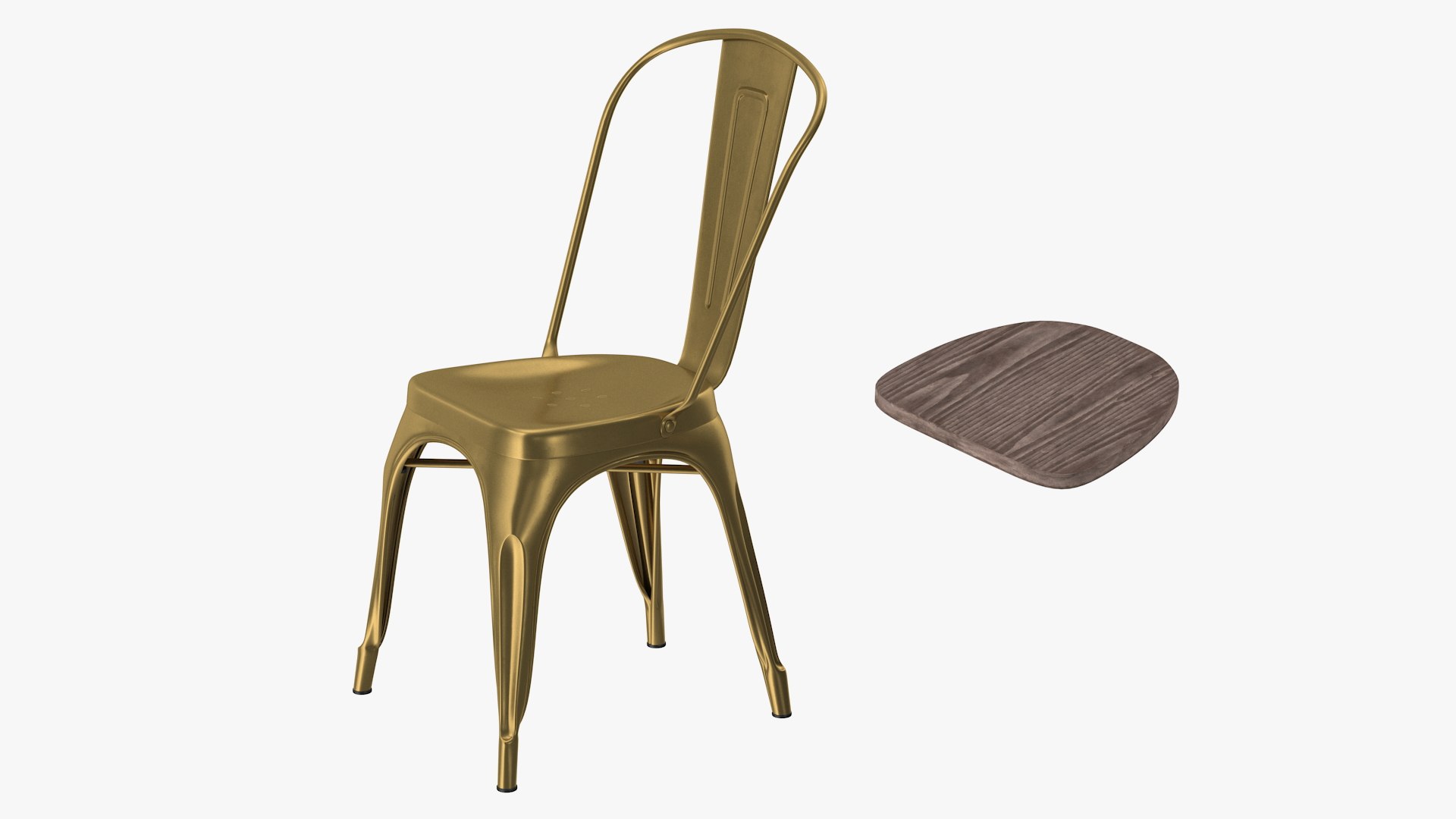 Bronze Stackable Chair Wooden Seat 3D model - TurboSquid 2041567