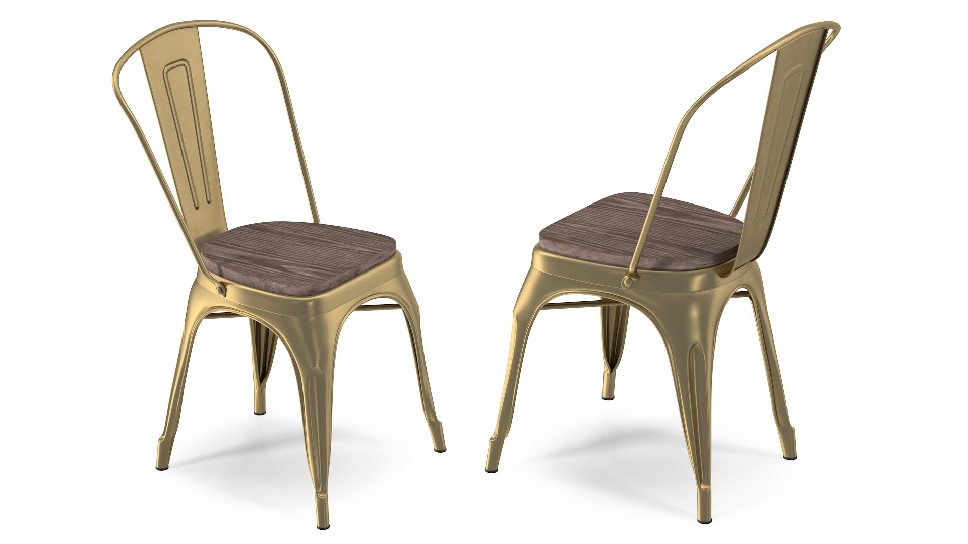 Bronze Stackable Chair Wooden Seat 3D model - TurboSquid 2041567