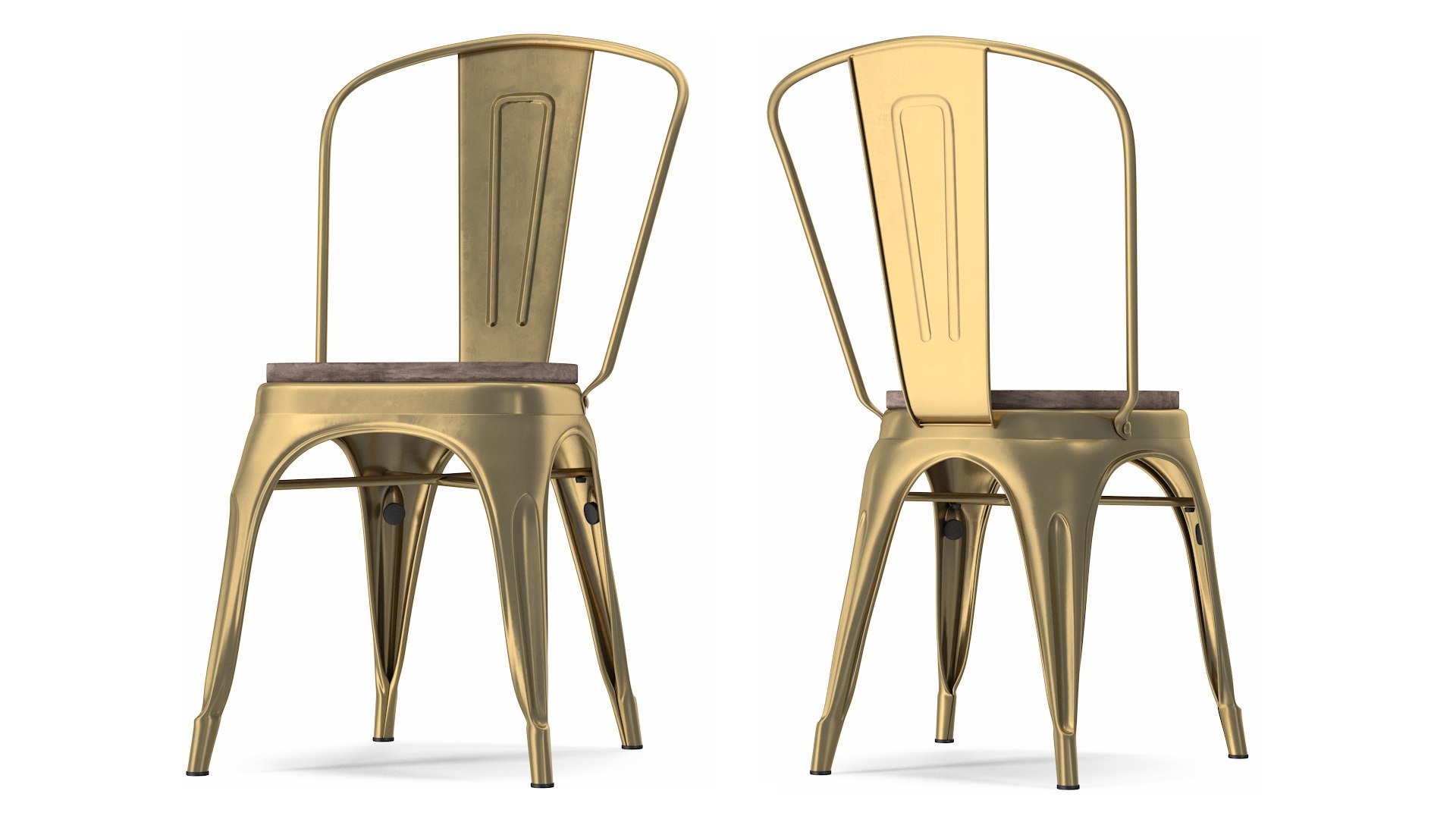 Bronze Stackable Chair Wooden Seat 3D model - TurboSquid 2041567