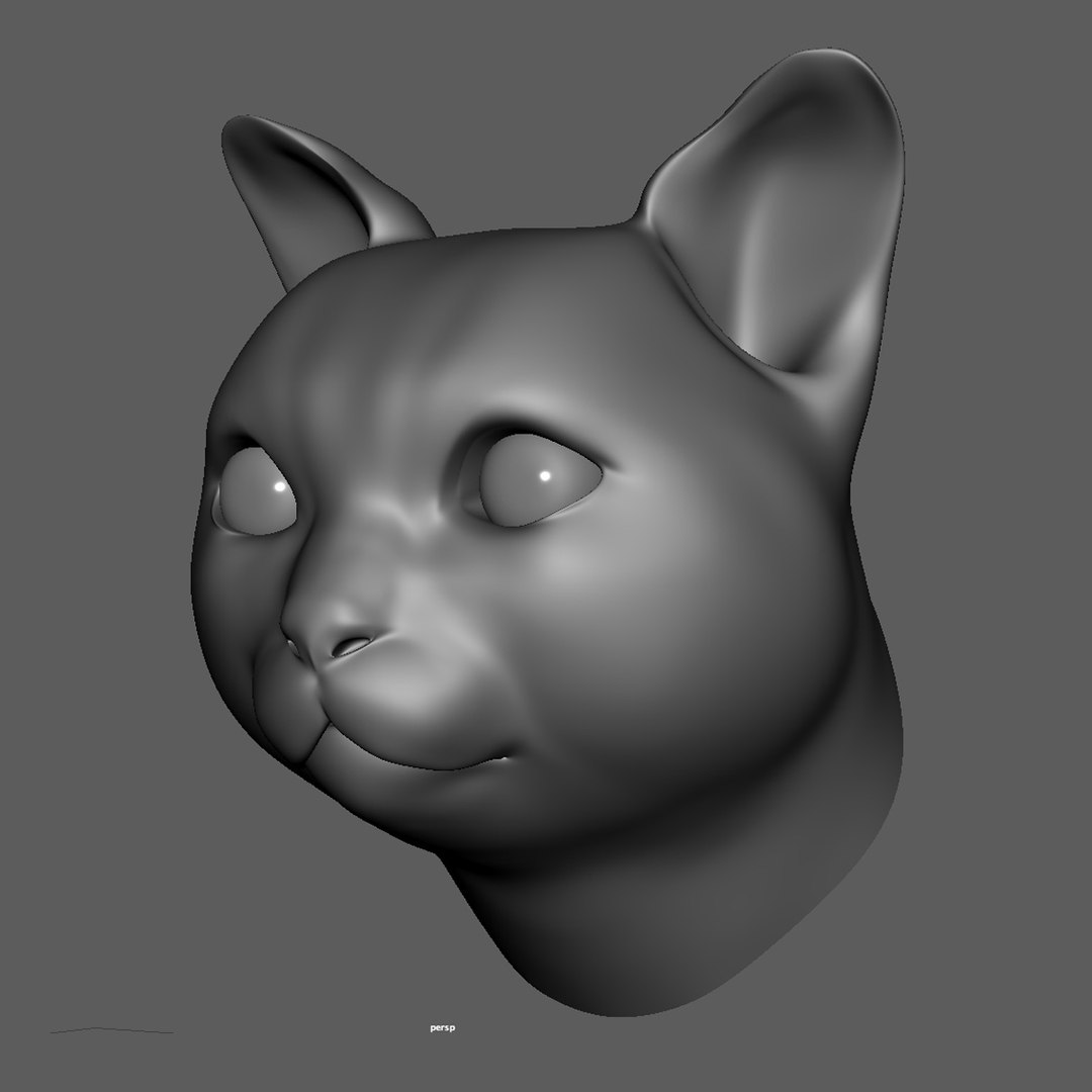 Russian Gray Cat Head Obj