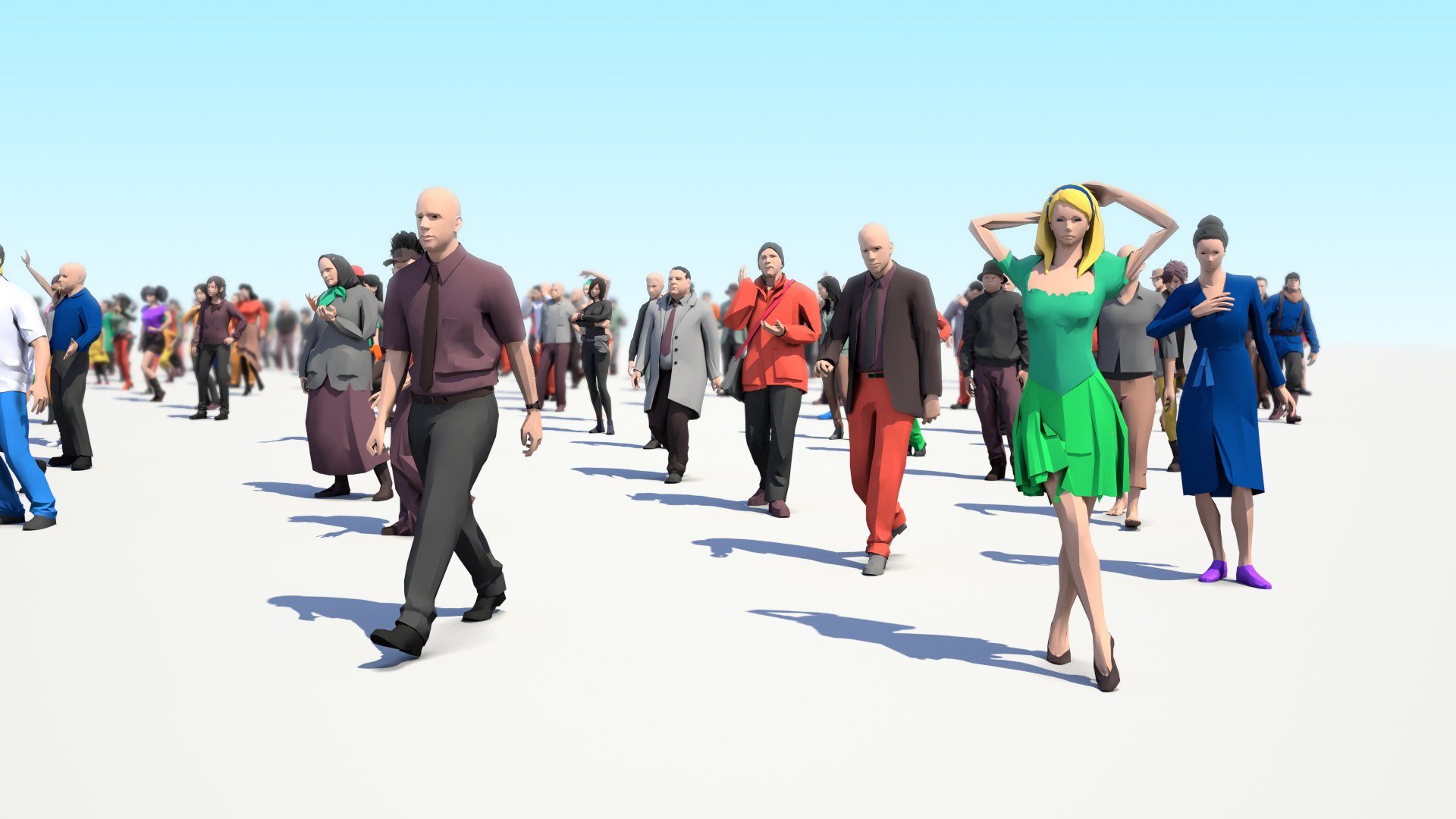 3D model color 200 people crowd - TurboSquid 1562196