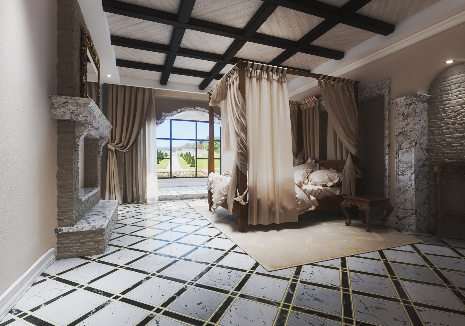 Classic Canopy Bed Vintage 3D Model - TurboSquid 1528136