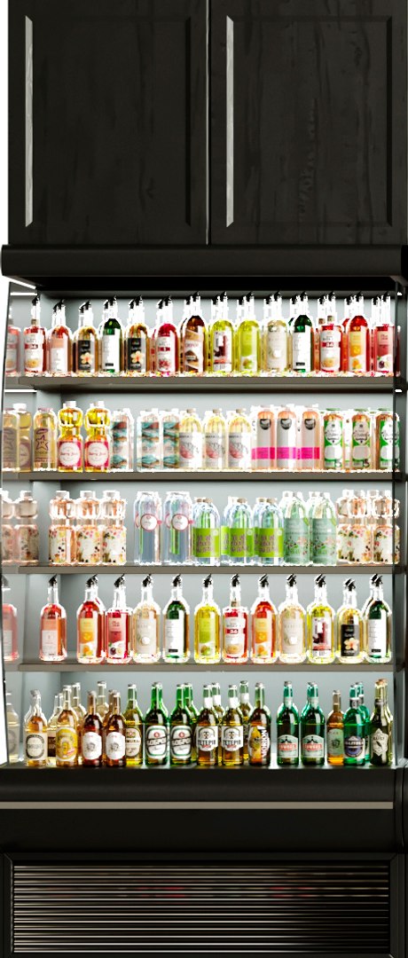 Showcase In A Supermarket With Juices, Lemonade And Beer 3D ...