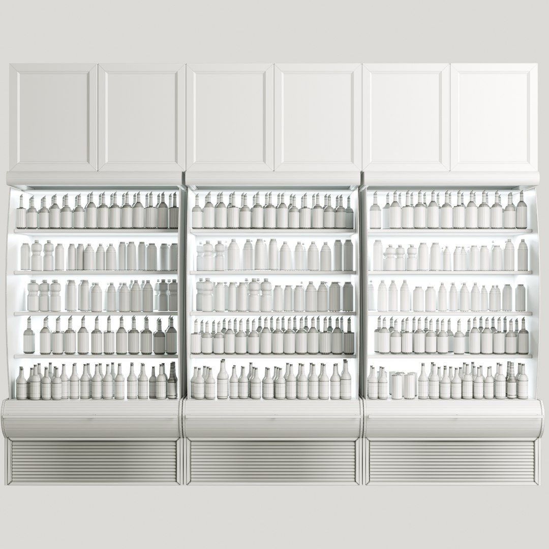 Showcase In A Supermarket With Juices, Lemonade And Beer 3D ...