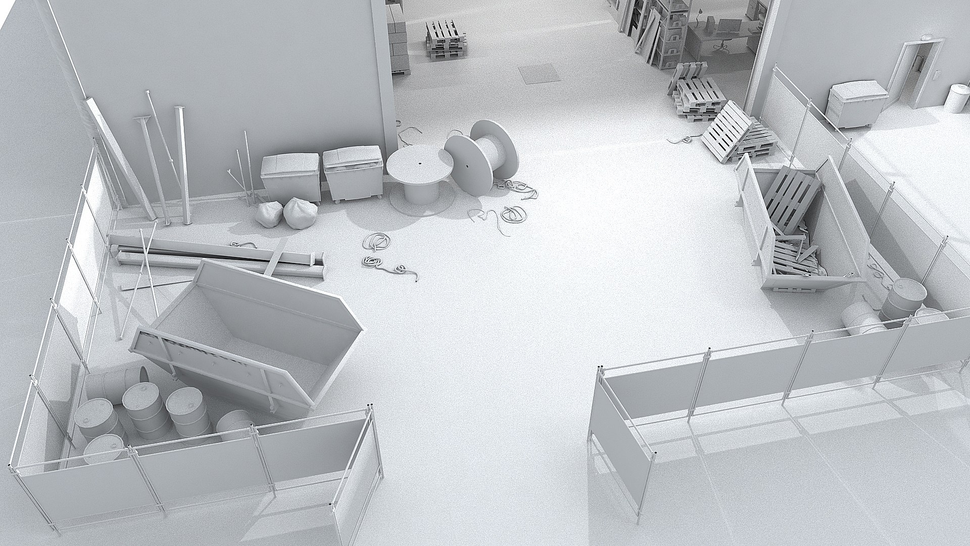 3D Model Logistics And Storage Warehouse Scene 01a - Stylised ...