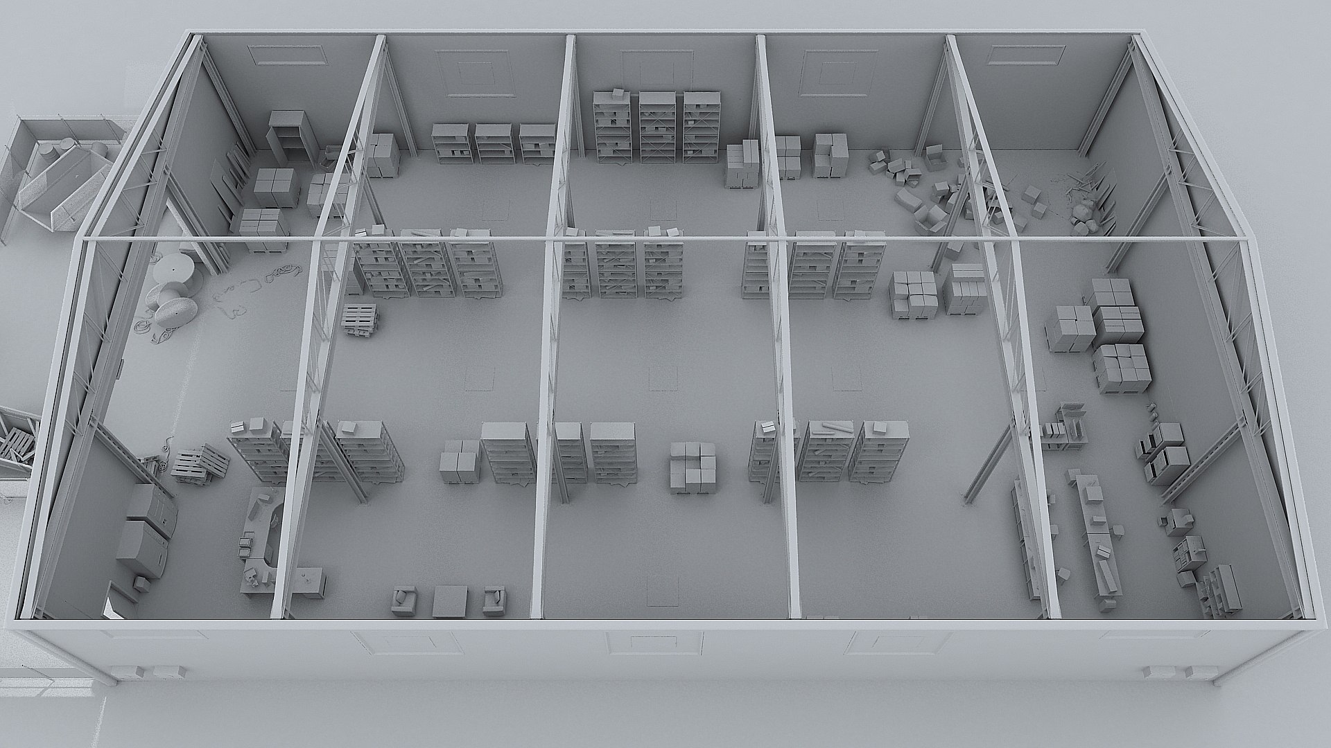 3D Model Logistics And Storage Warehouse Scene 01a - Stylised ...