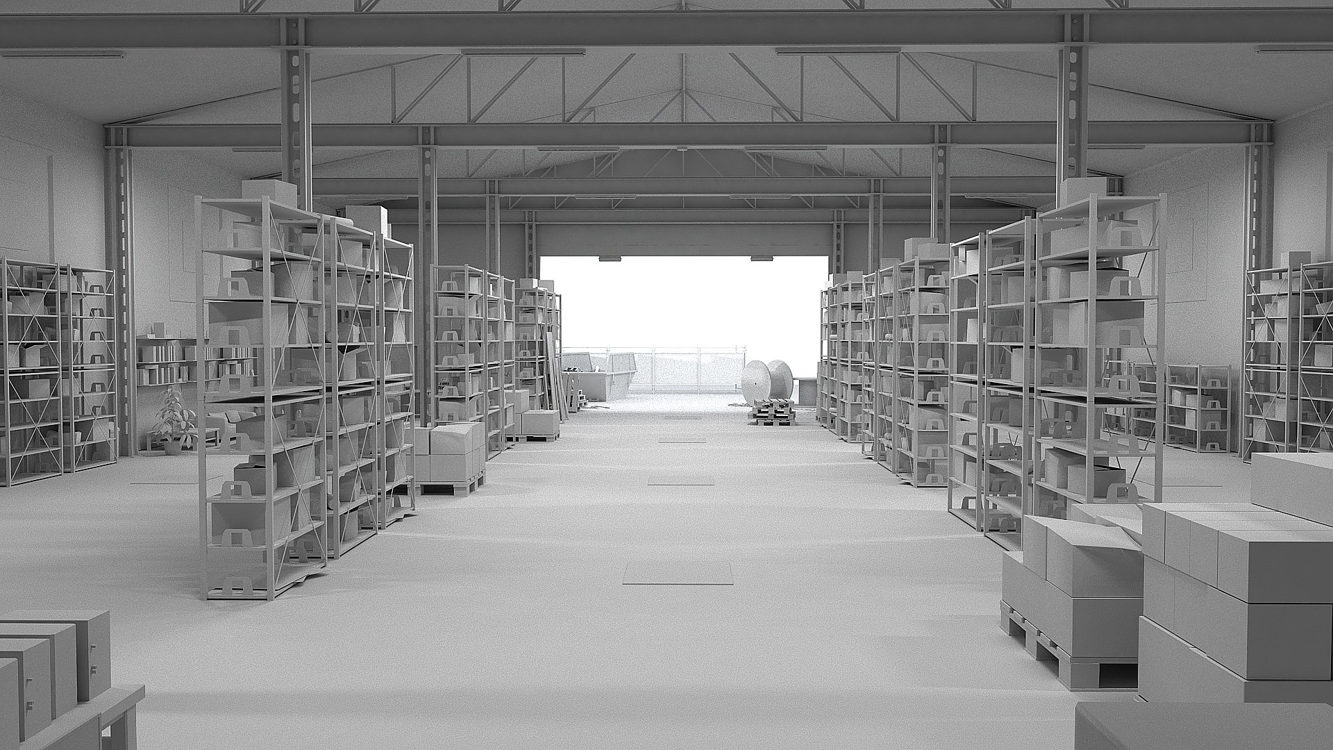 3D Model Logistics And Storage Warehouse Scene 01a - Stylised ...