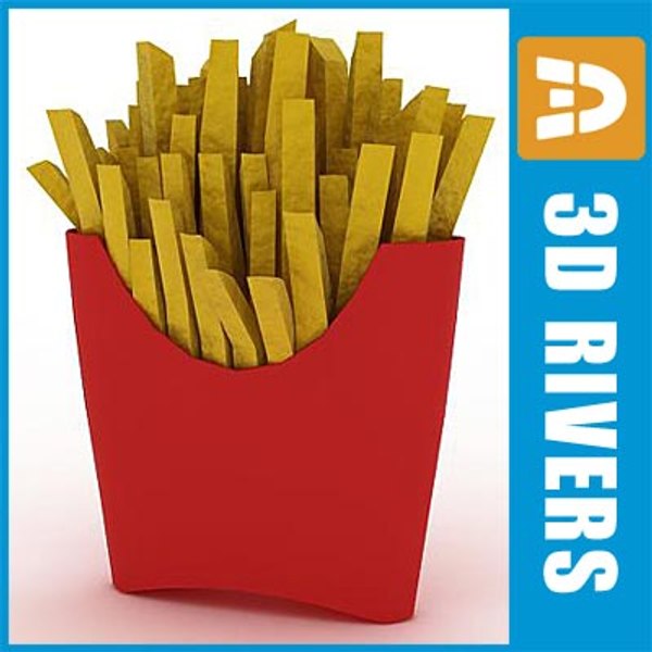 3d model of fries package food