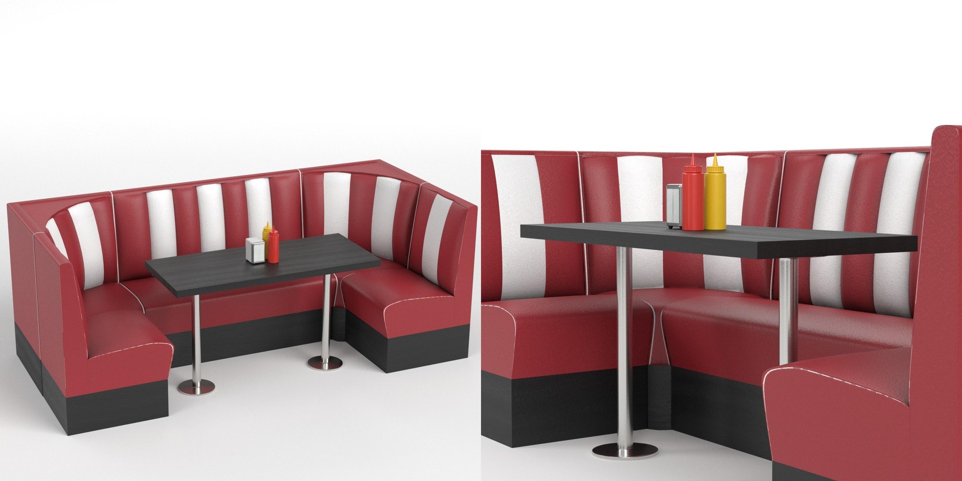 3D Diner Booth Set 3 Model - TurboSquid 1937665