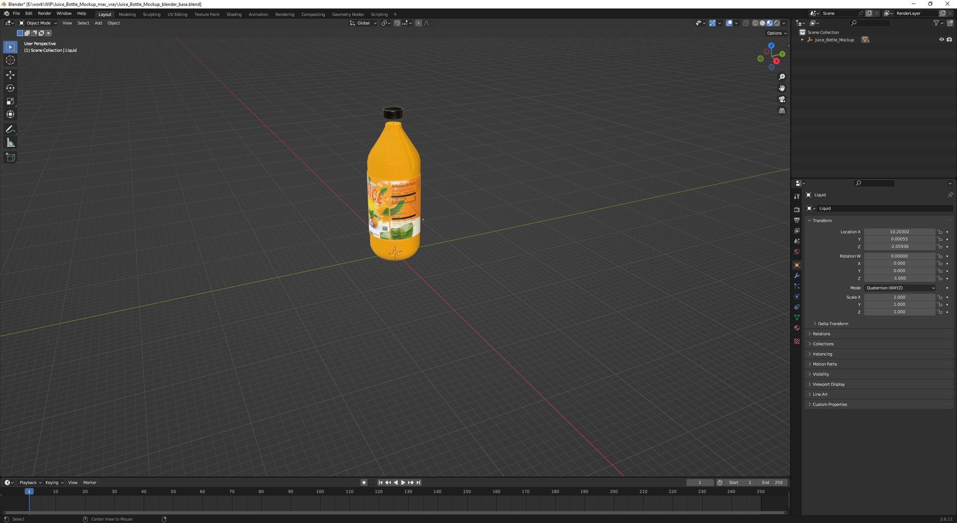 3D Juice Bottle Mockup Model - TurboSquid 2385080