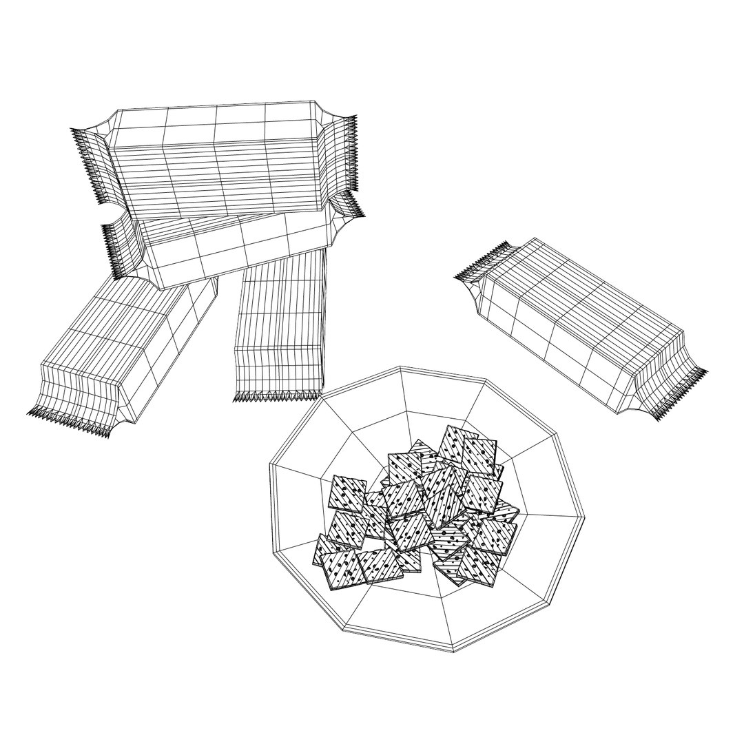 3D biscuit packets plate - TurboSquid 1160564