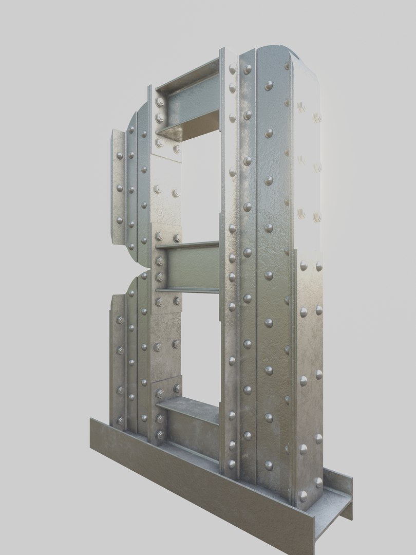 Steel Construction Font - Letter B 3D Model - TurboSquid 1894699