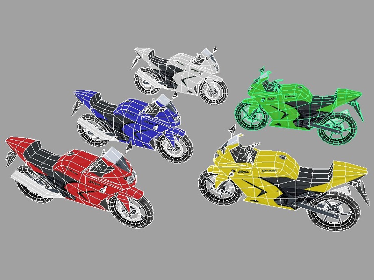 3d Motorcycle Kawasaki Ninja Model