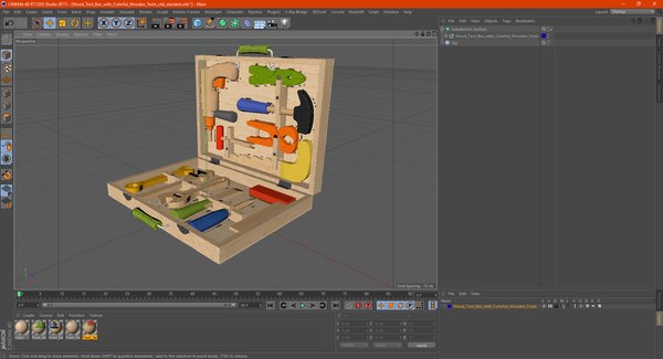 3D Wood Tool Box with Colorful Wooden Tools model - TurboSquid 1720078