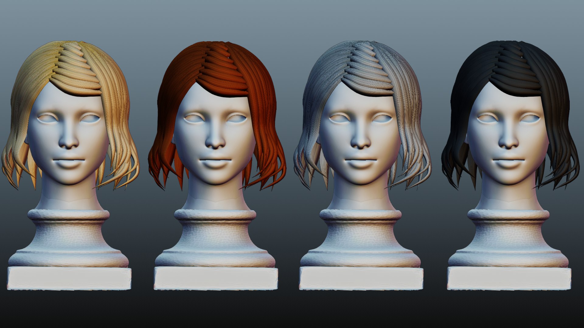 3D Female Hair 4 Colors Model - TurboSquid 2198650