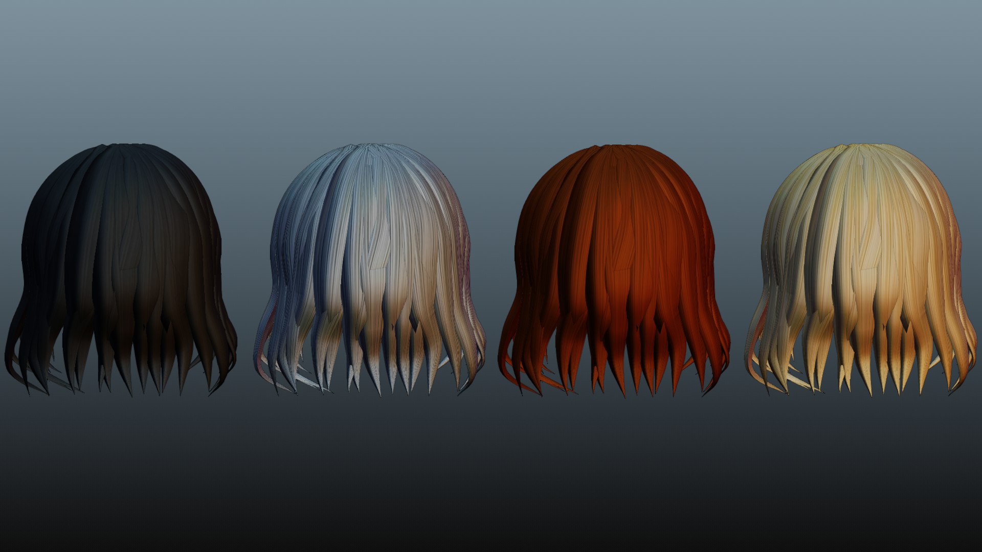 3D Female Hair 4 Colors Model - TurboSquid 2198650
