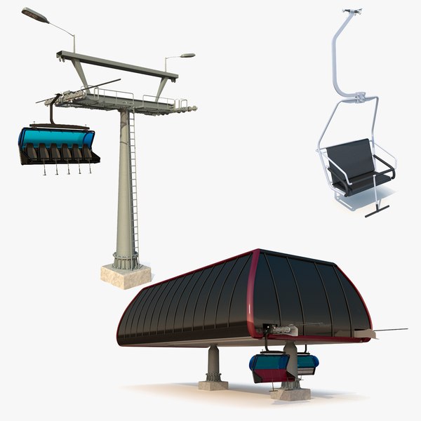 3d model simple ski lift chair