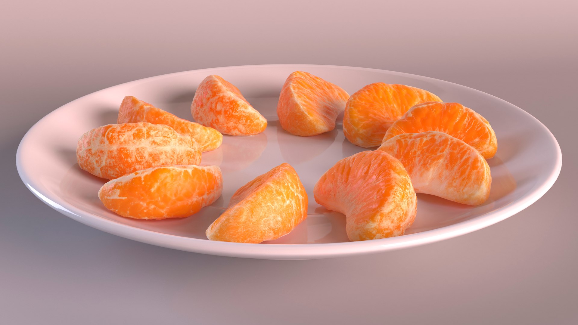 Peeled Mandarin Orange Segments On White Plate 3D Model - TurboSquid ...