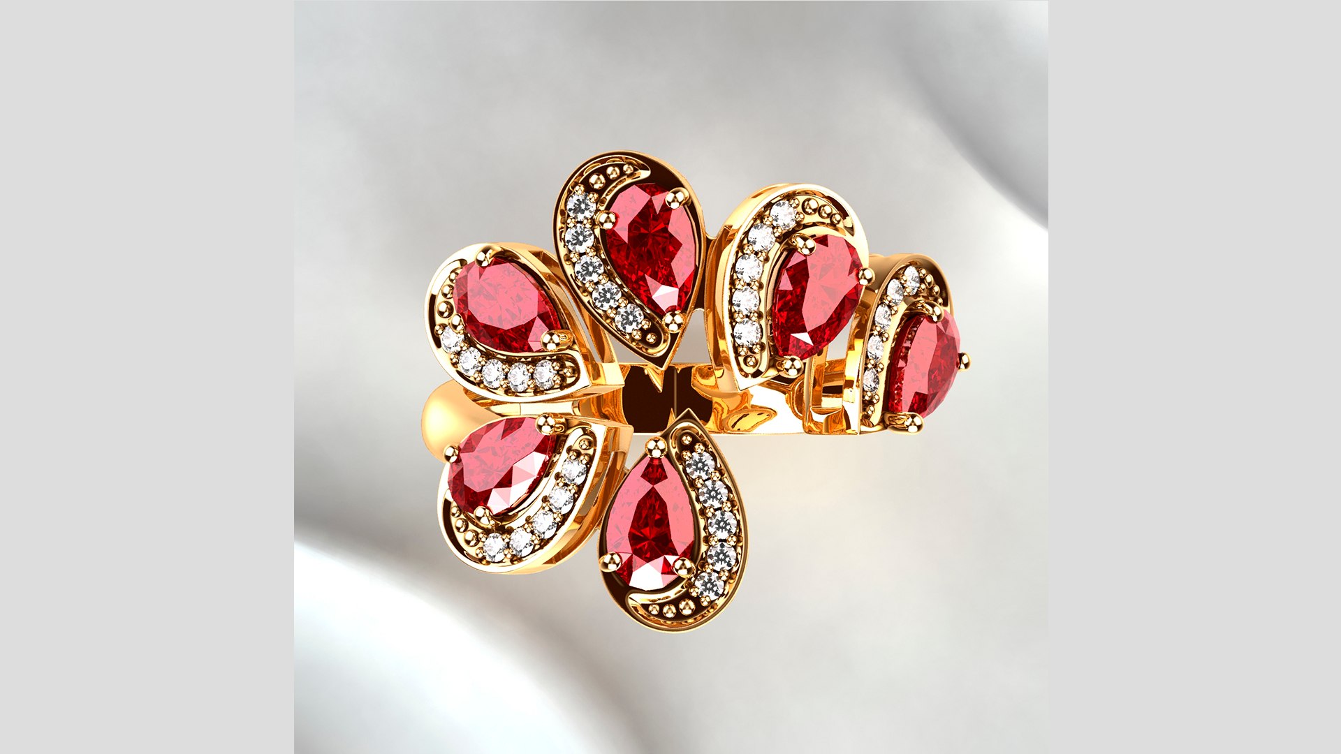 Ruby Pears Gold Ring 3D Model - TurboSquid 1779243