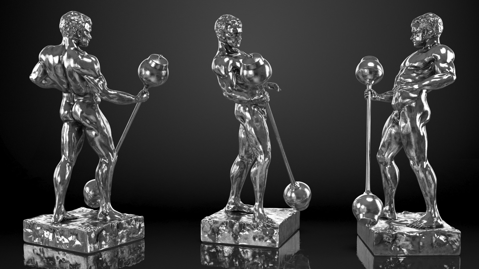 3D Bodybuilding Winner Silver Statue Model - TurboSquid 1832855