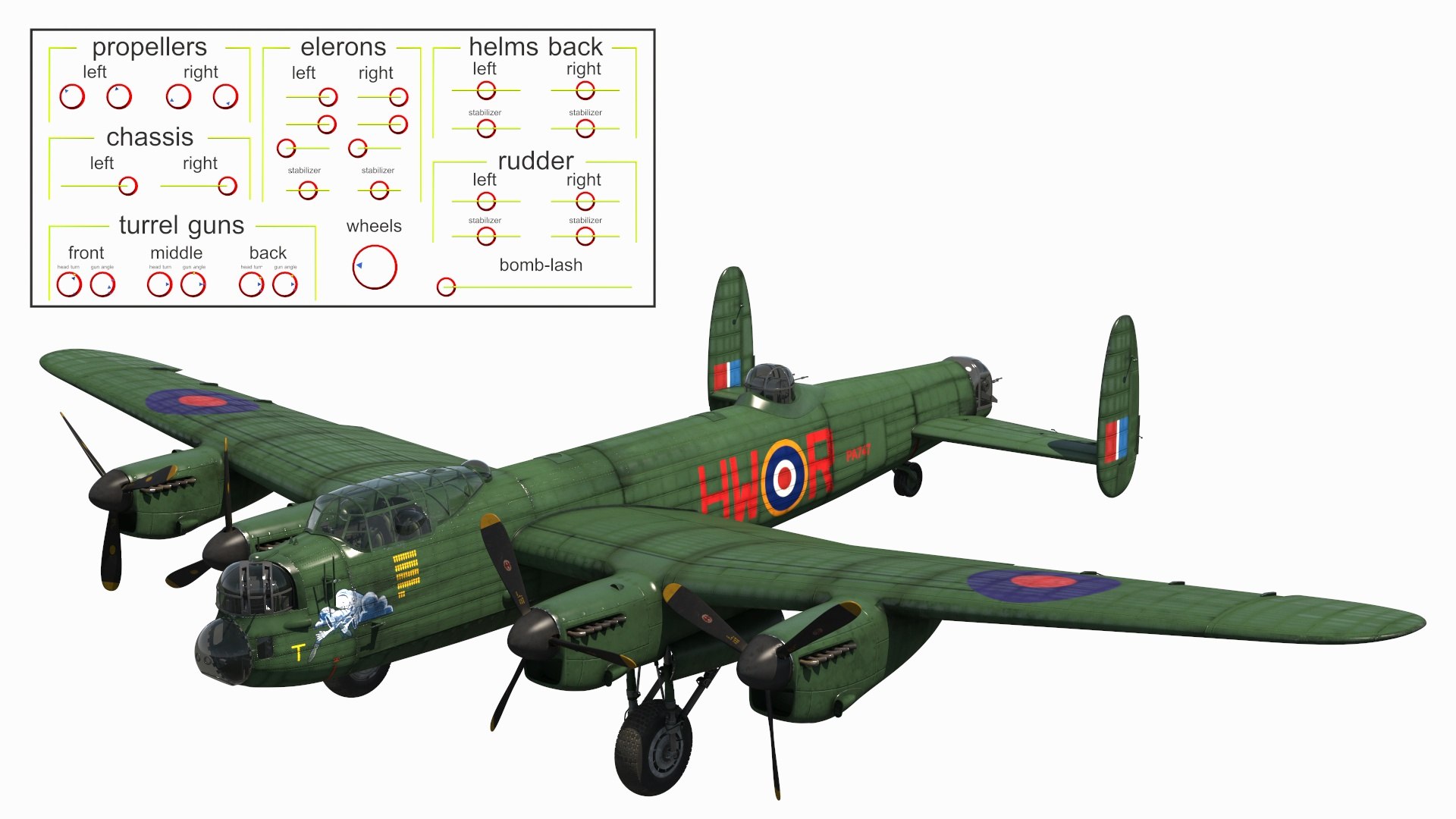 Avro Lancaster Four Engined Heavy Bomber Rigged 3D - TurboSquid 2300484