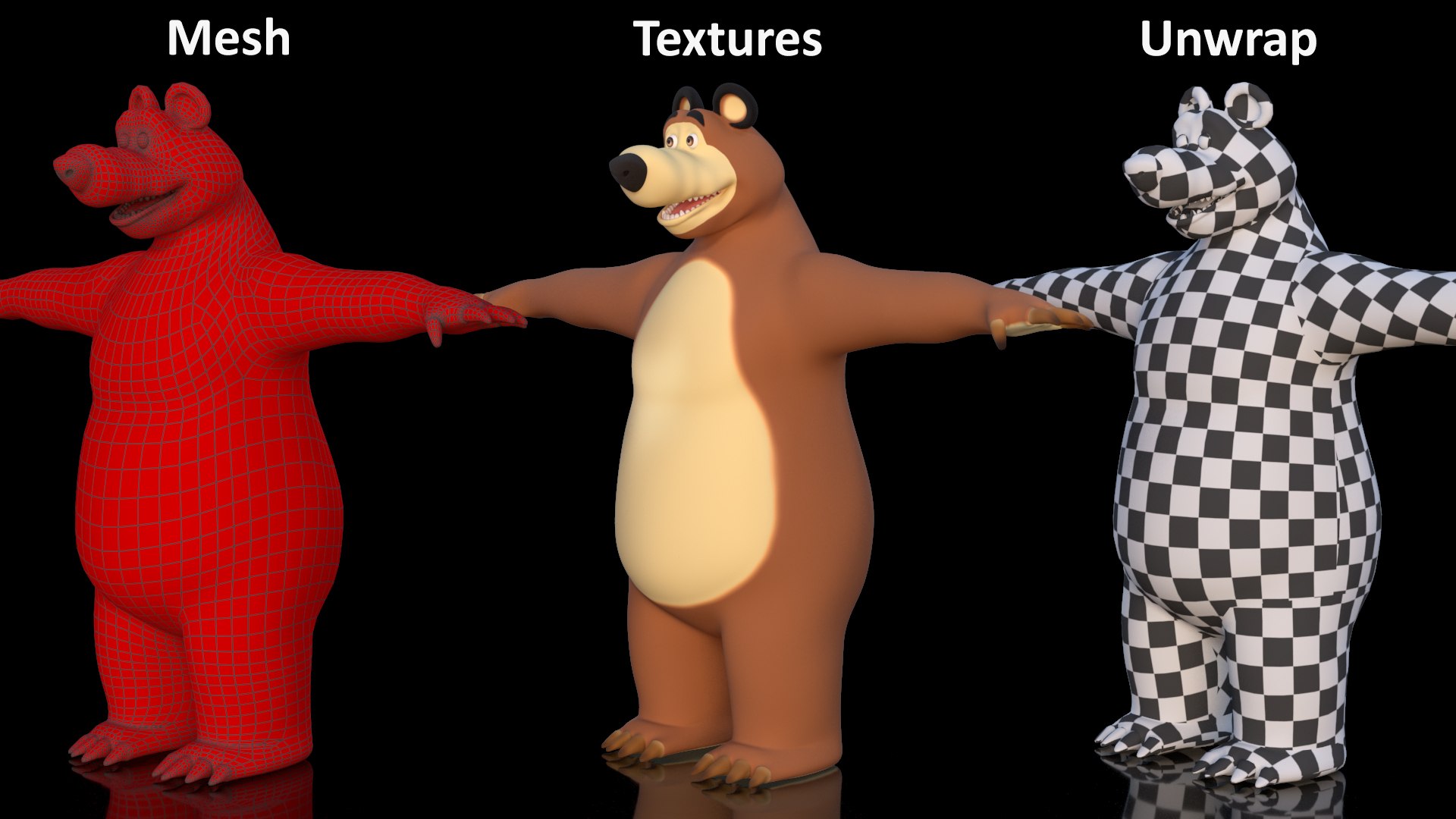 3D Bear From Masha And The Bear T-pose - TurboSquid 2132405