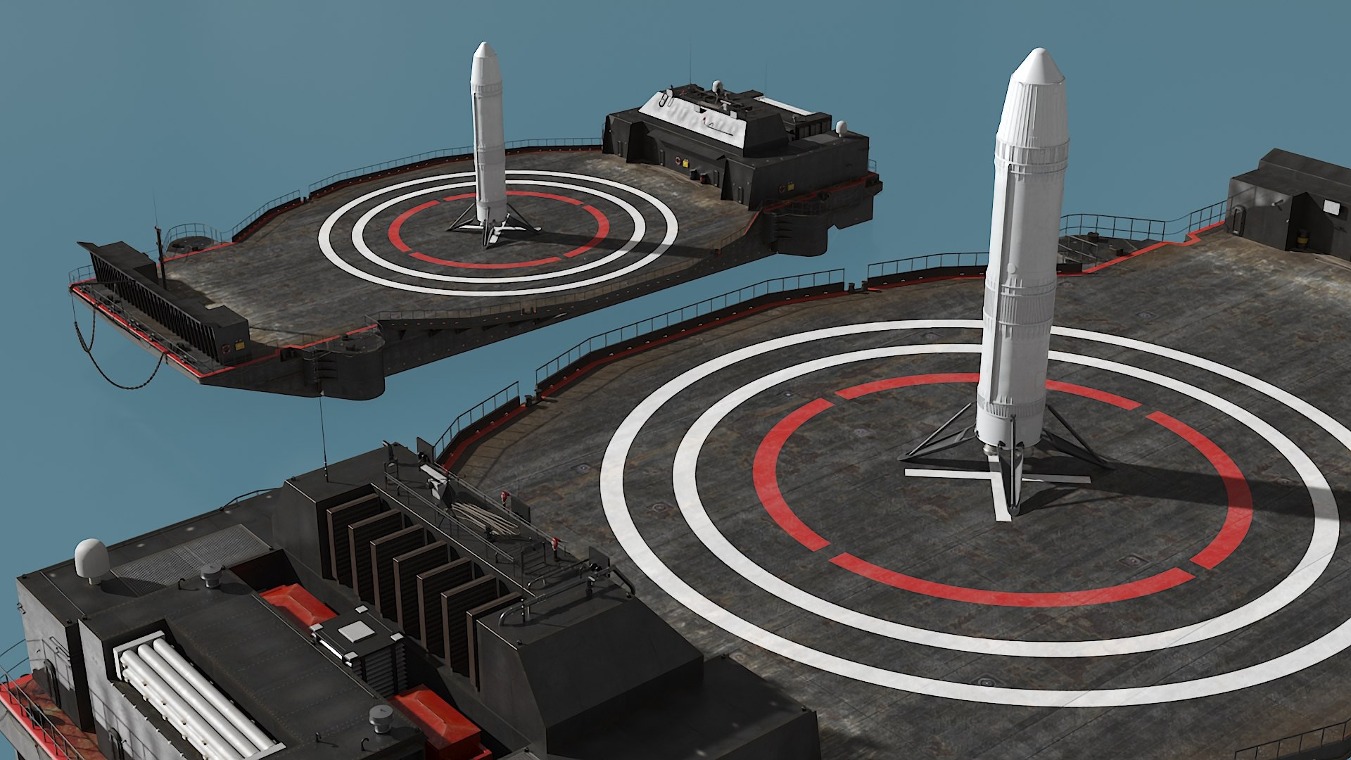 Autonomous Spacecraft Recovery Ship And Space Rocket 3D Model ...