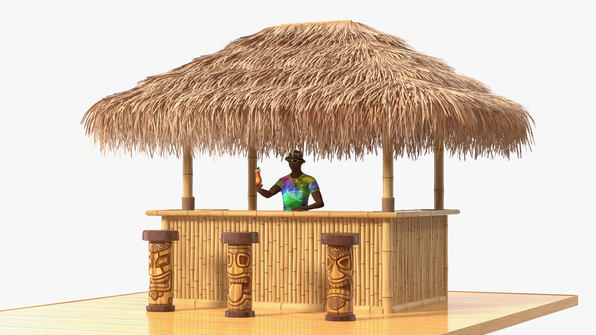 3D Barman at Tiki Bar Rigged for Cinema 4D - TurboSquid 2031175