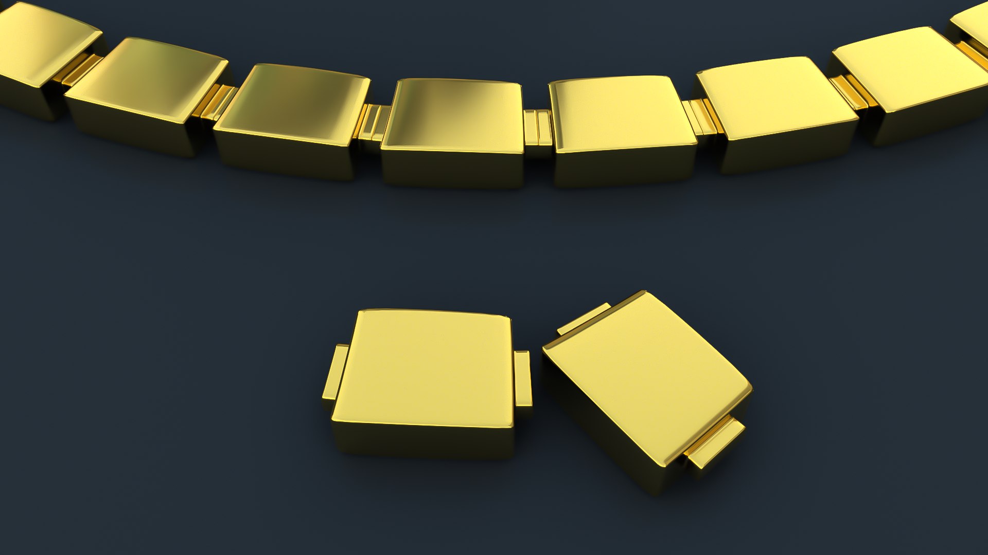 3D Gold Chain Necklace Interlocking Cube Model - TurboSquid 1959476