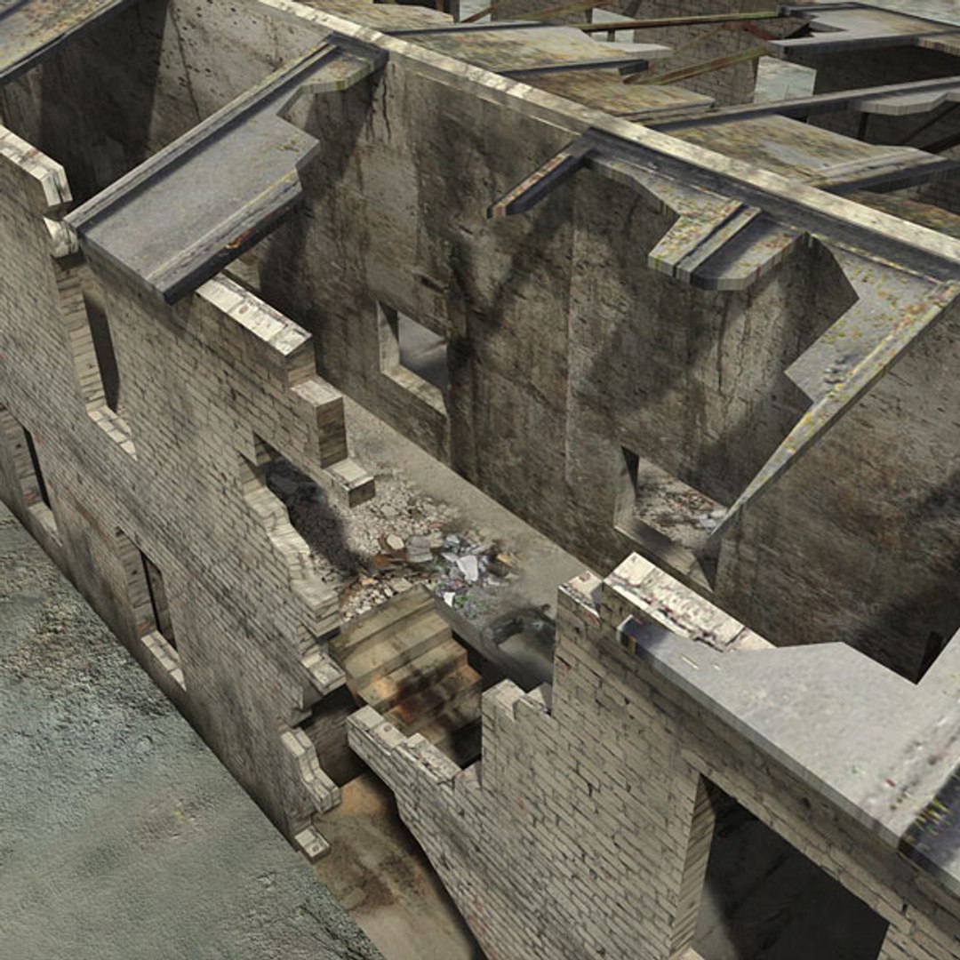 3d Ruined Industrial Building Warehouse Interiors Model