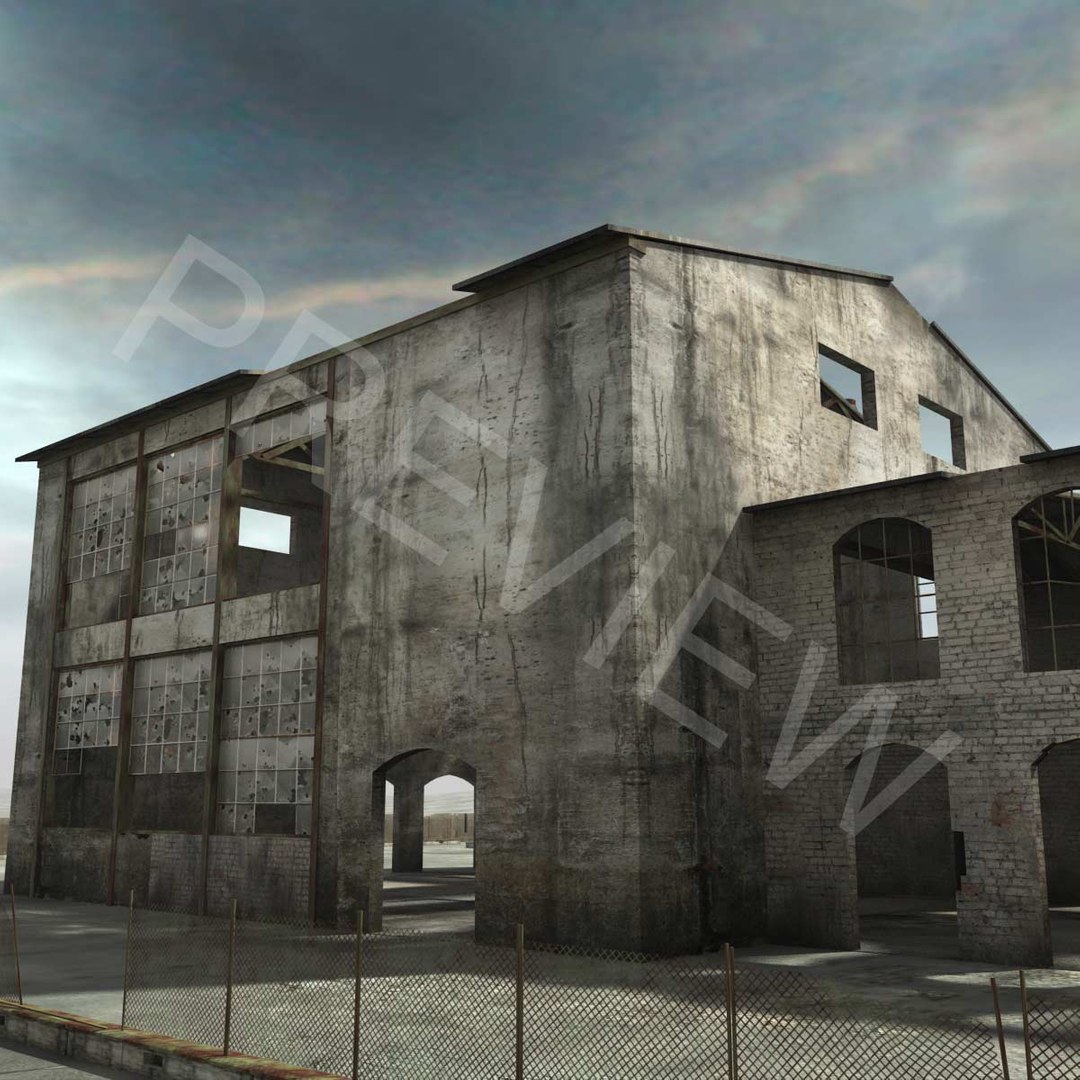 3d Ruined Industrial Building Warehouse Interiors Model