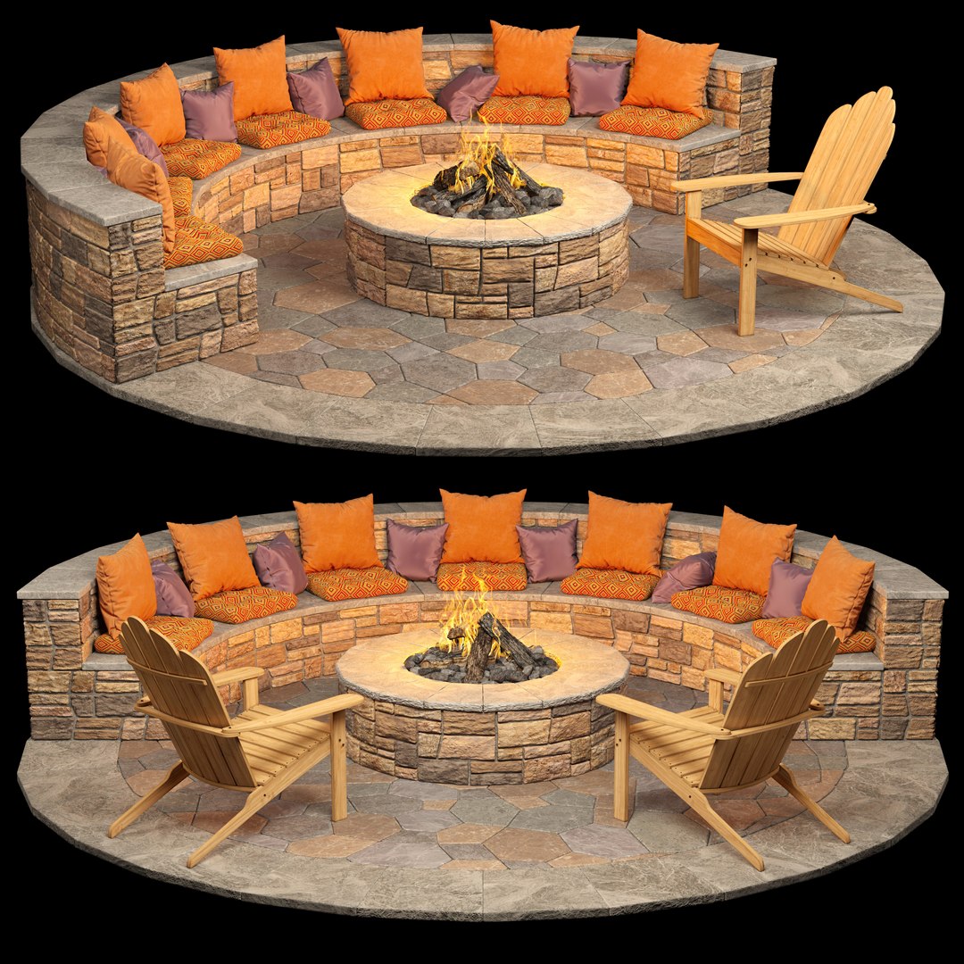 3D Bonfire Stone Pillows - TurboSquid 1606408