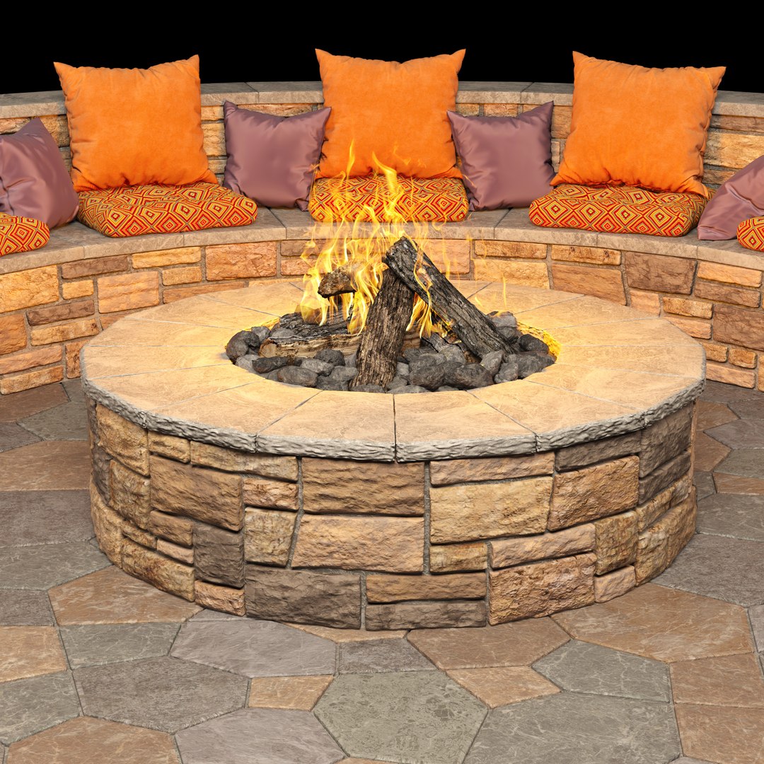3D Bonfire Stone Pillows - TurboSquid 1606408