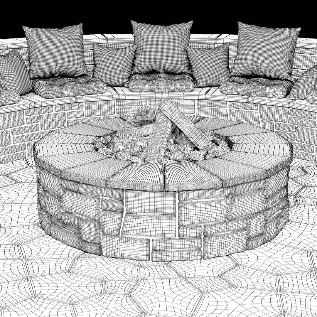 3D Bonfire Stone Pillows - TurboSquid 1606408