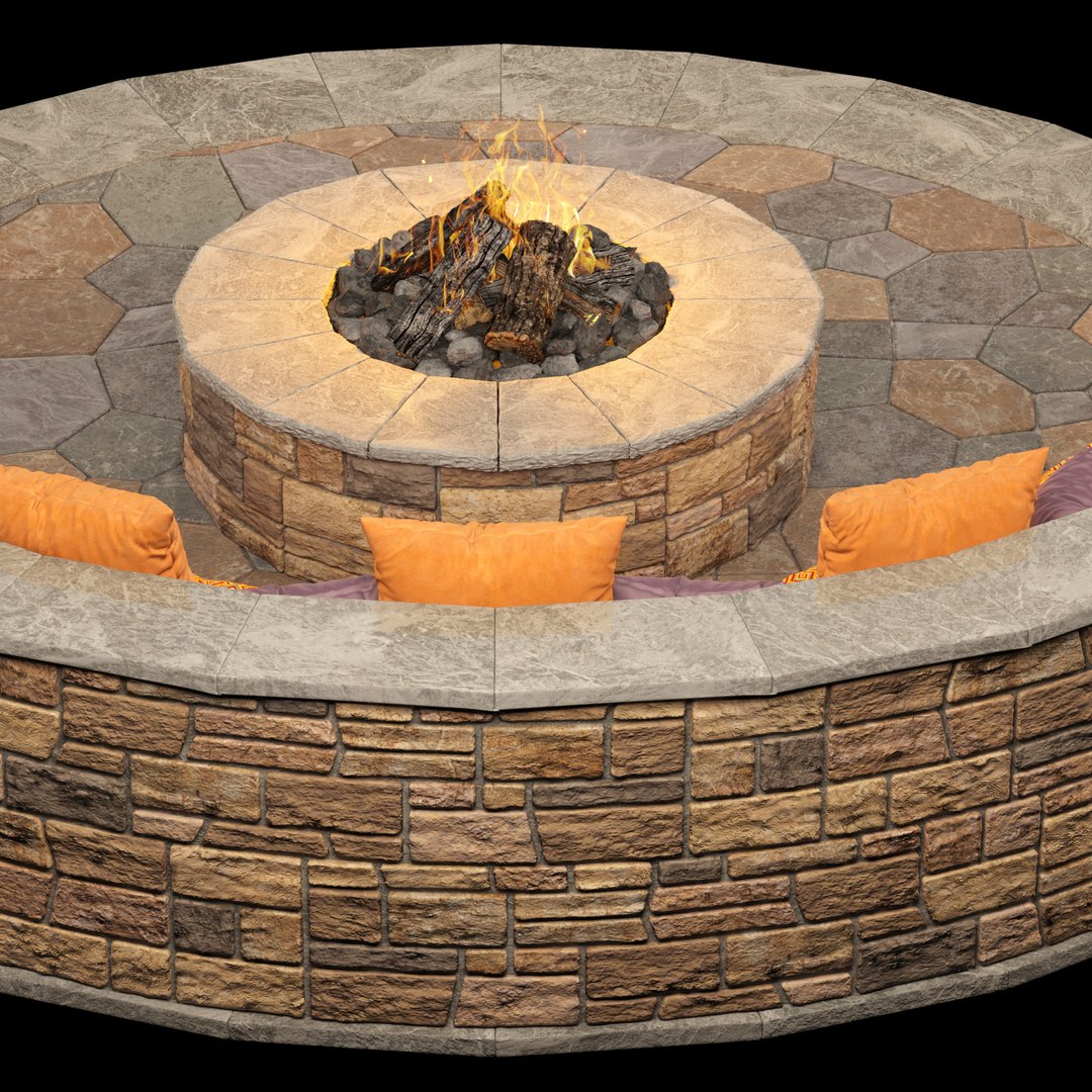 3D Bonfire Stone Pillows - TurboSquid 1606408