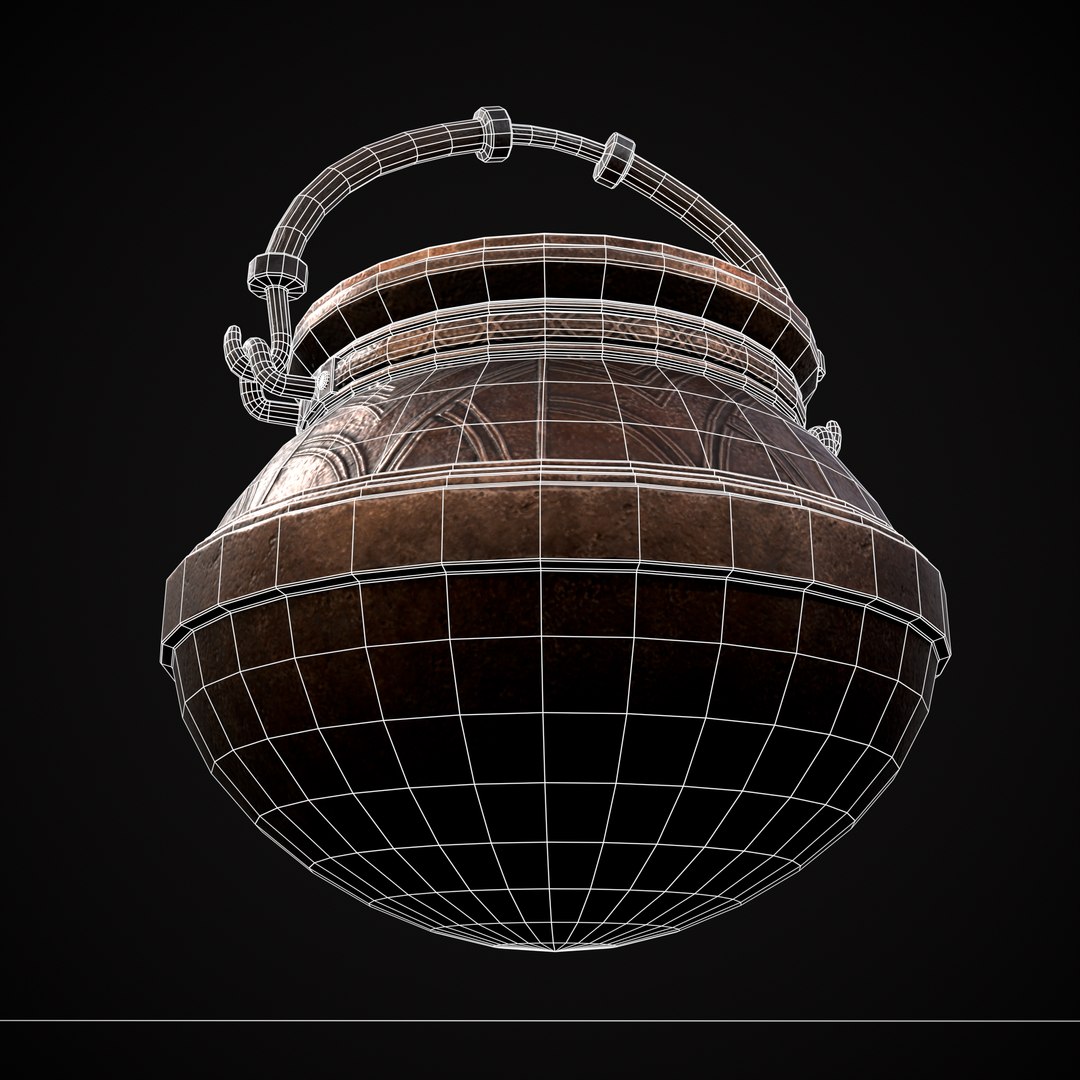 3D Model Bronze Cooking Pot - TurboSquid 2386504