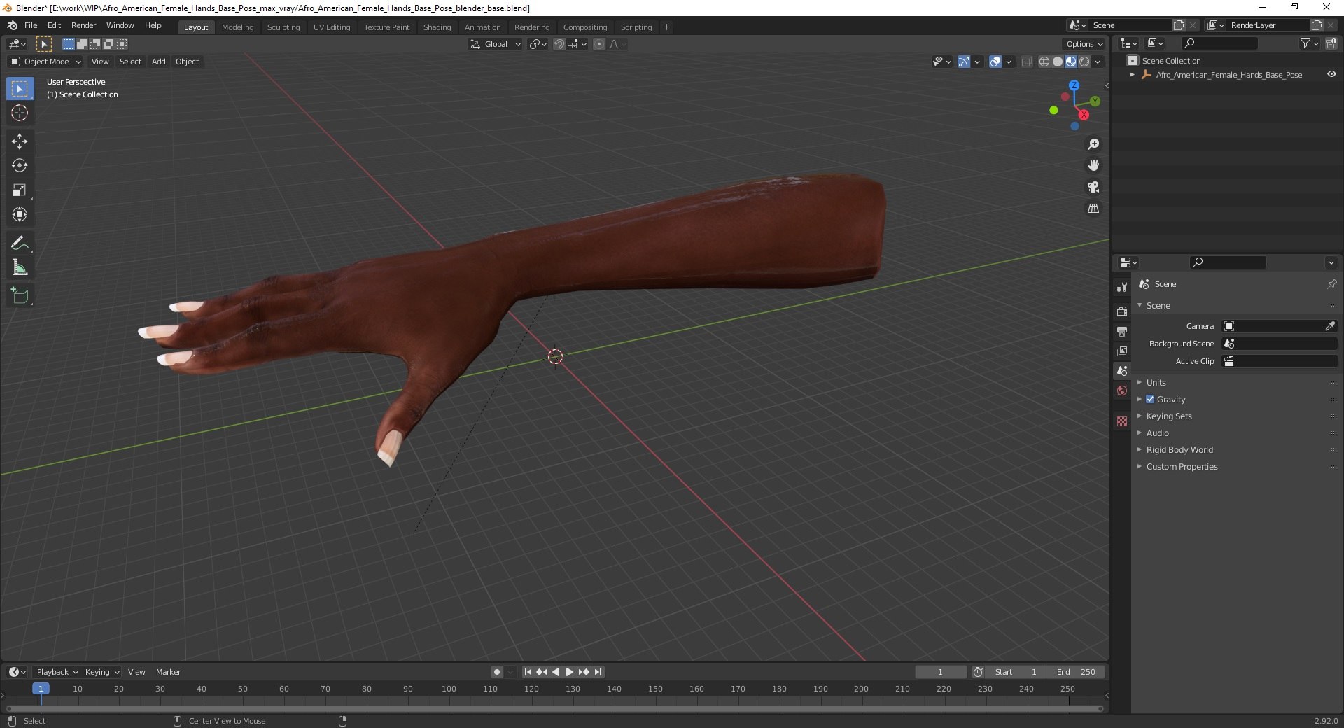 Afro American Female Hands Base Pose Model - TurboSquid 2169048