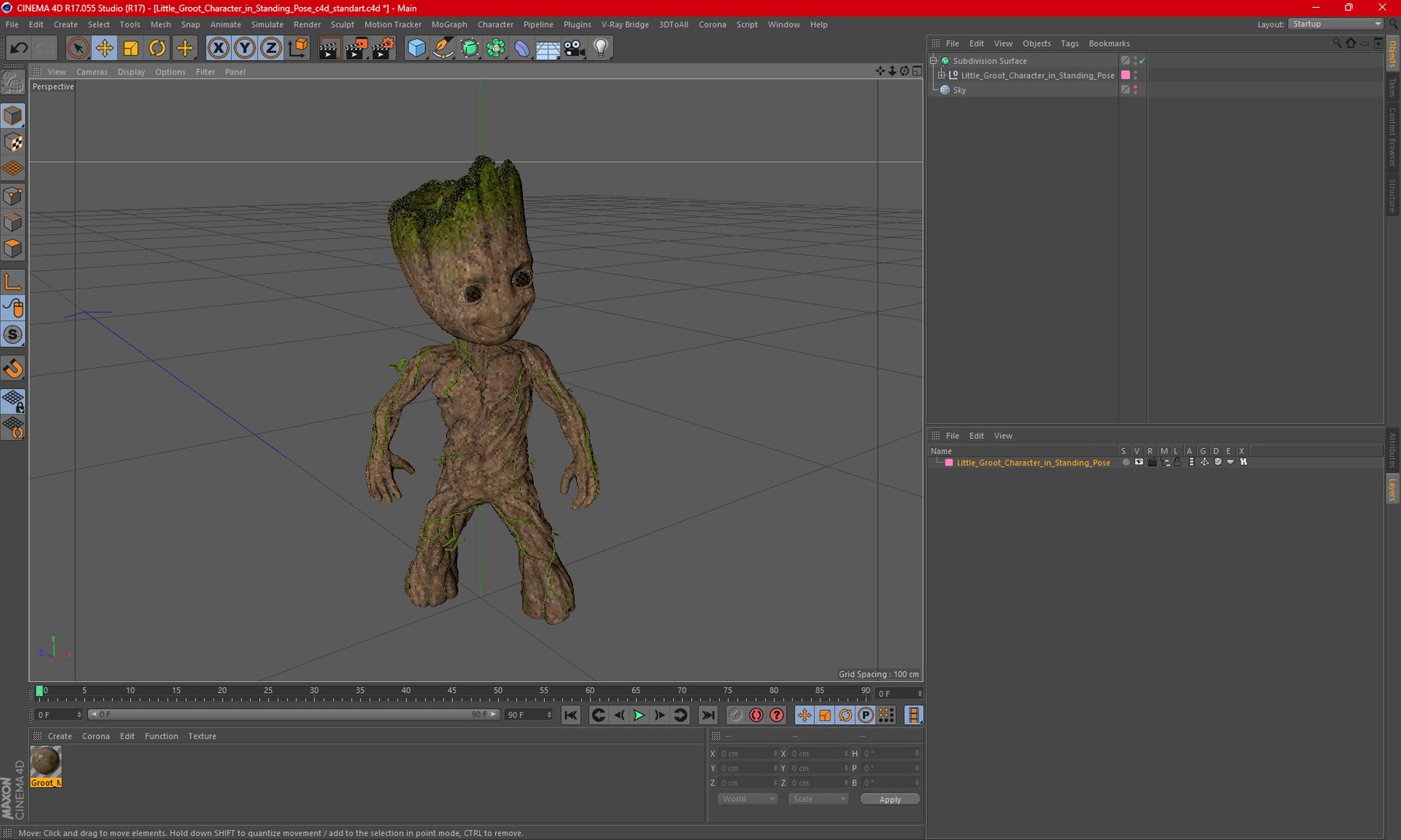 Little Groot Character In Standing Pose 3D Model - TurboSquid 2269730