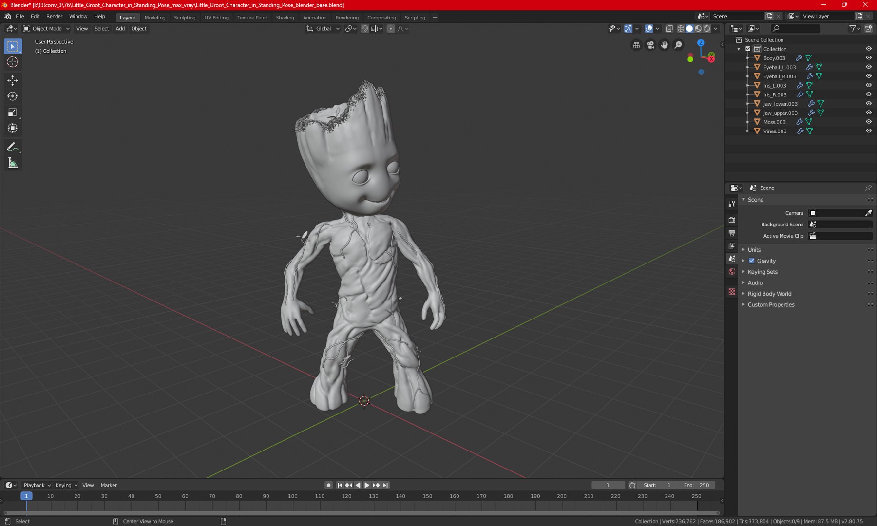 Little Groot Character In Standing Pose 3D Model - TurboSquid 2269730