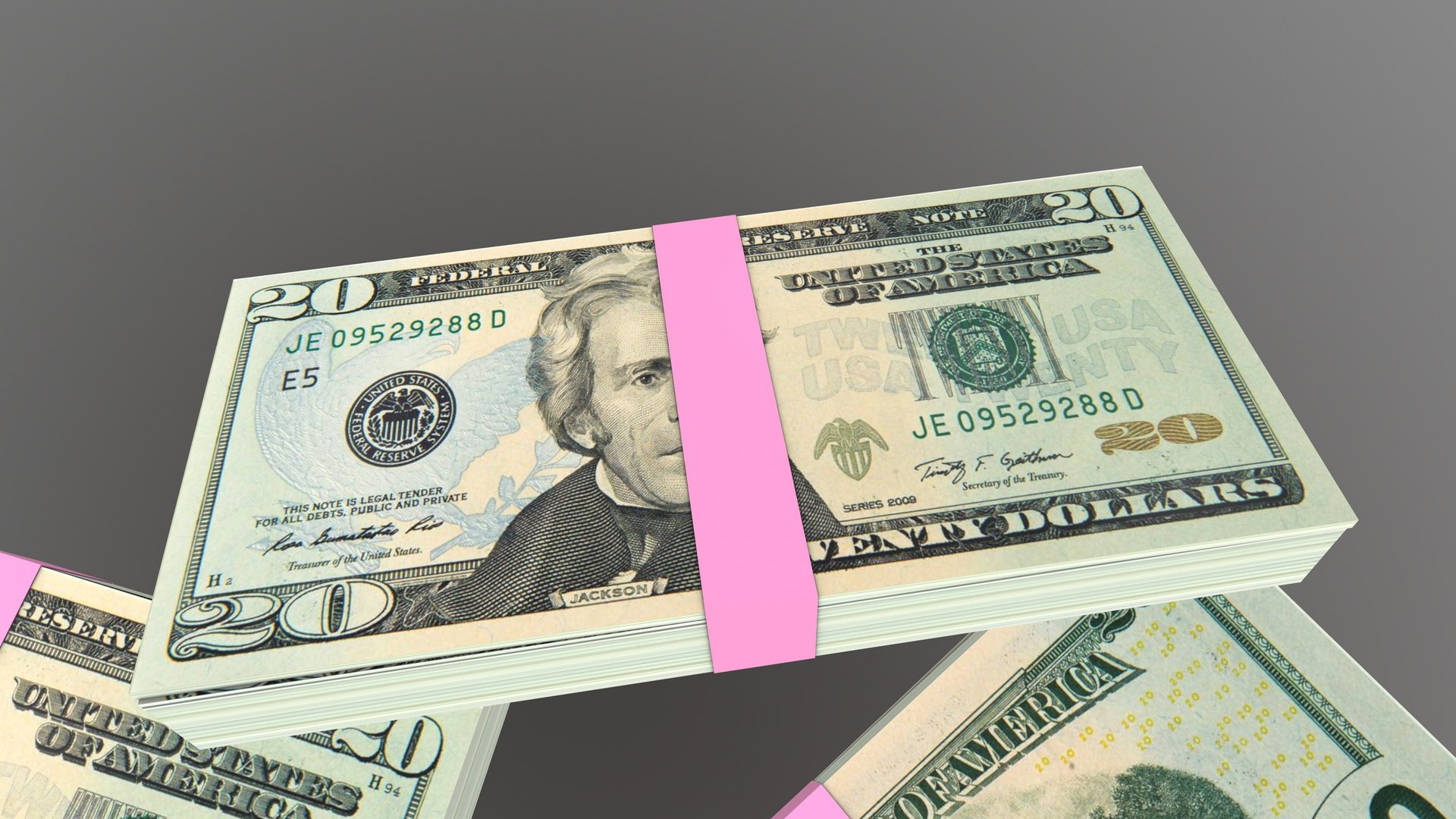 20 Dollar Note Currency Bundle AR VR PBR Model - TurboSquid 2007478