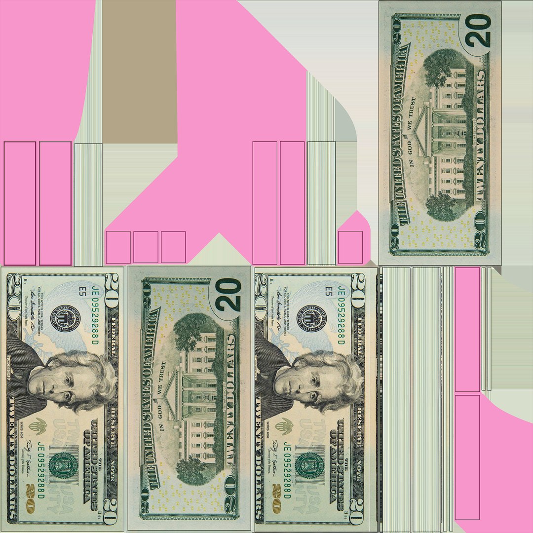 20 Dollar Note Currency Bundle AR VR PBR Model - TurboSquid 2007478