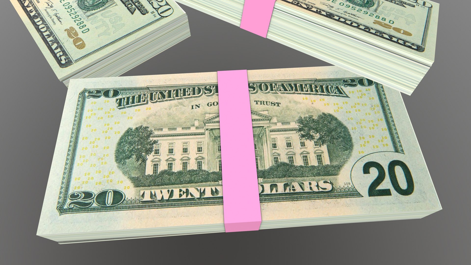 20 Dollar Note Currency Bundle AR VR PBR Model - TurboSquid 2007478