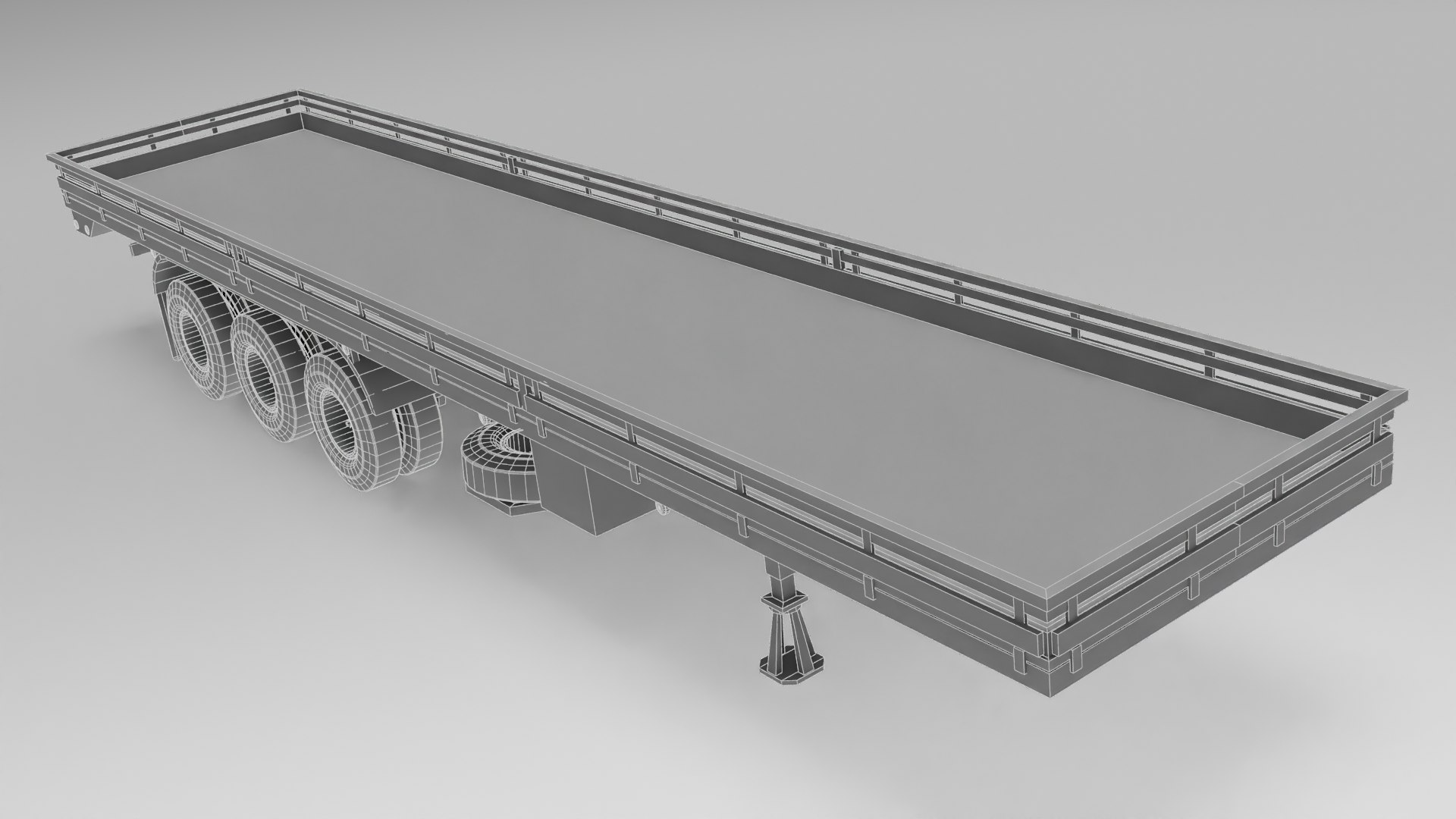 3D 1976 Randon 3-axle Flatbed Trailer Low Poly Model - TurboSquid 1932887