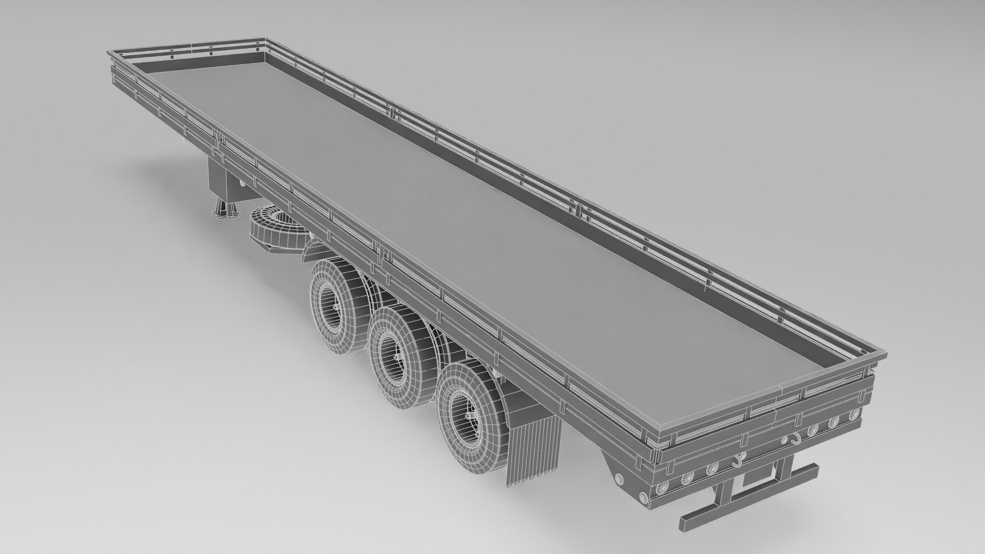3D 1976 Randon 3-axle Flatbed Trailer Low Poly Model - TurboSquid 1932887