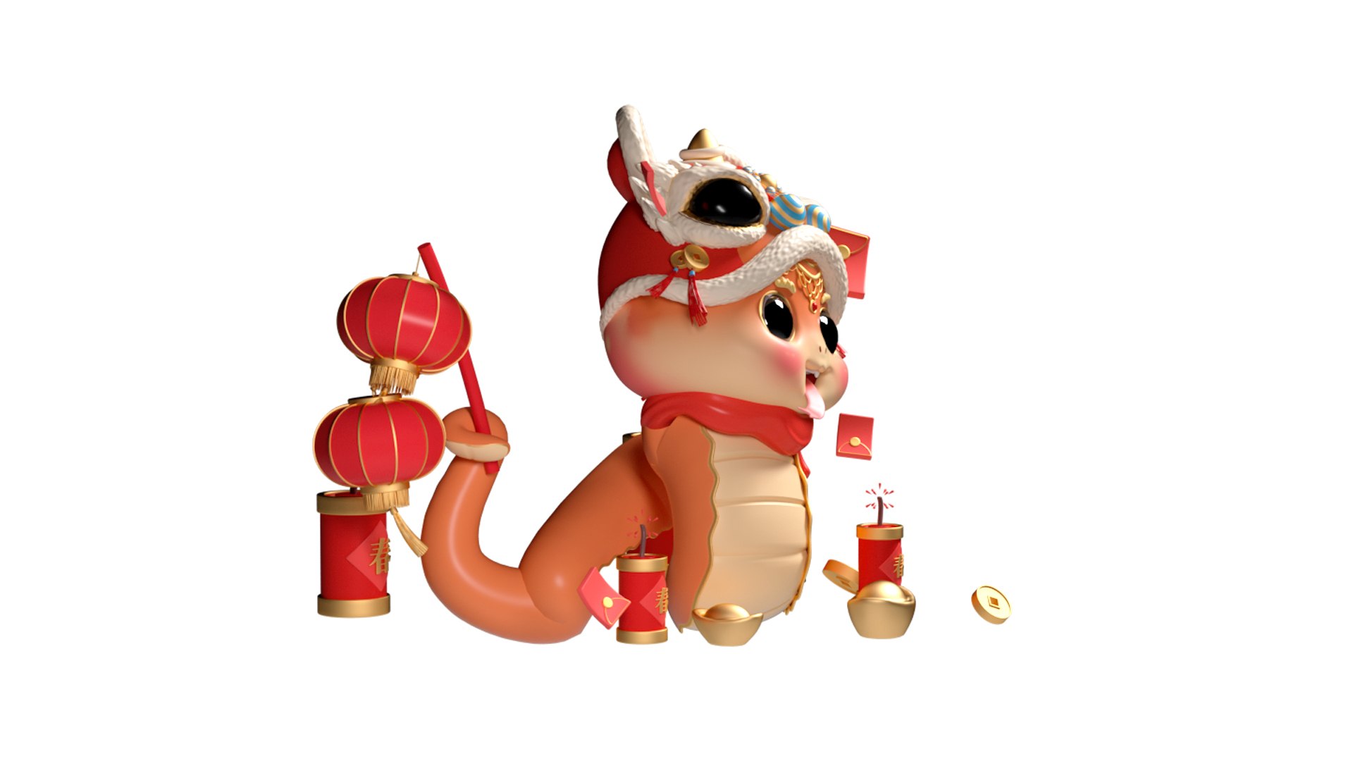 Chinese New Year Cute Chinese Zodiac Signs Snake Model - TurboSquid 2321154