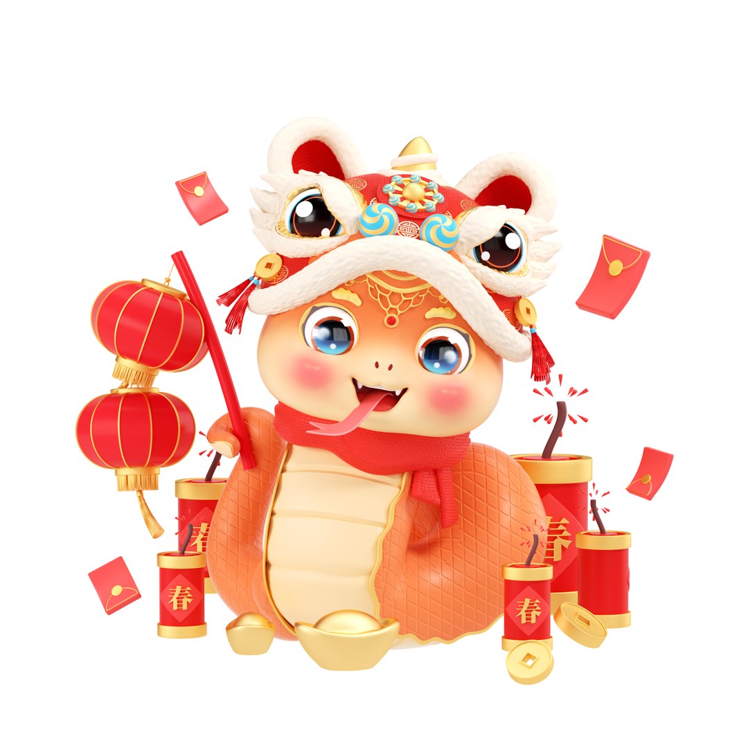 Chinese New Year Cute Chinese Zodiac Signs Snake Model - TurboSquid 2321154